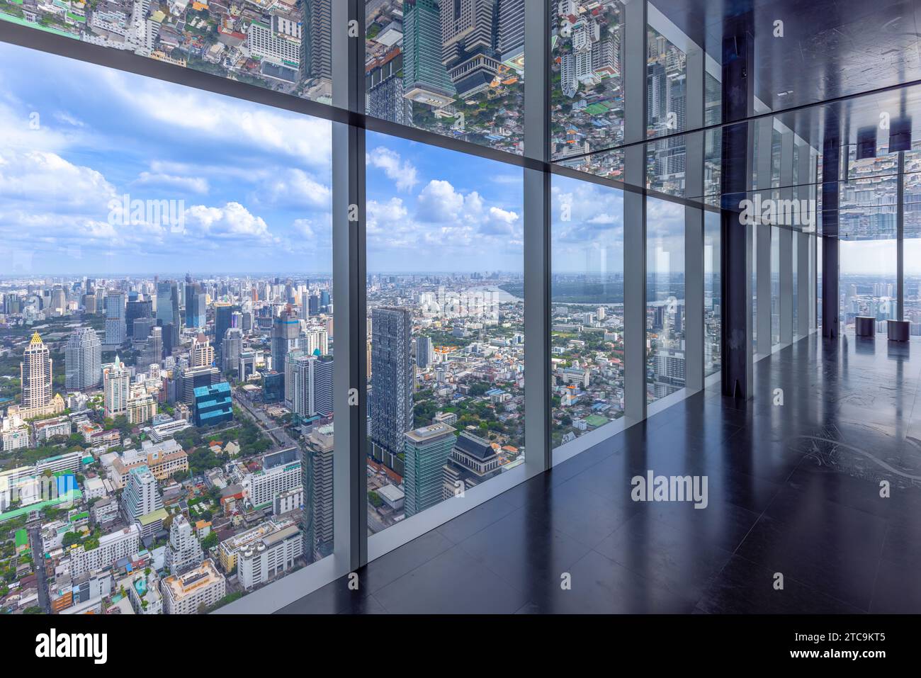 Panoramic King Power Mahanakhon the highest cityscape observation deck ...