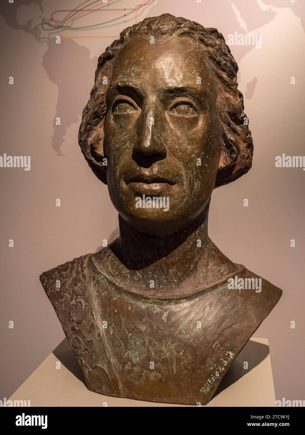 Bust of Italian explorer Christopher Columbus (1451-1506) in the ...