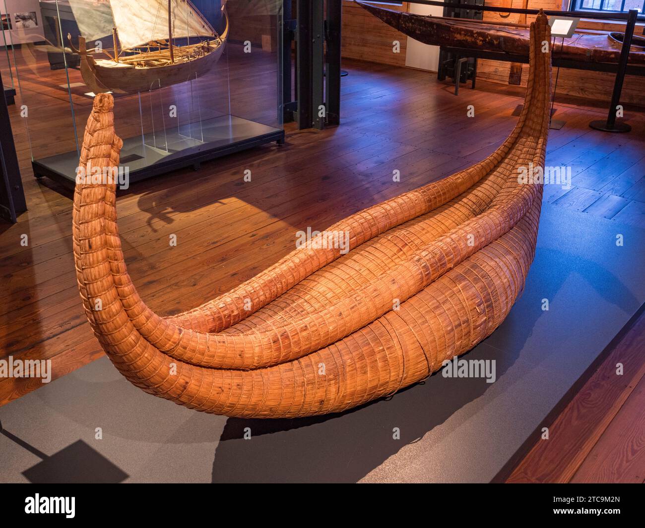 Boat made of reed bundles, Lake Titicaca , Bolivia/Peru, in the ...