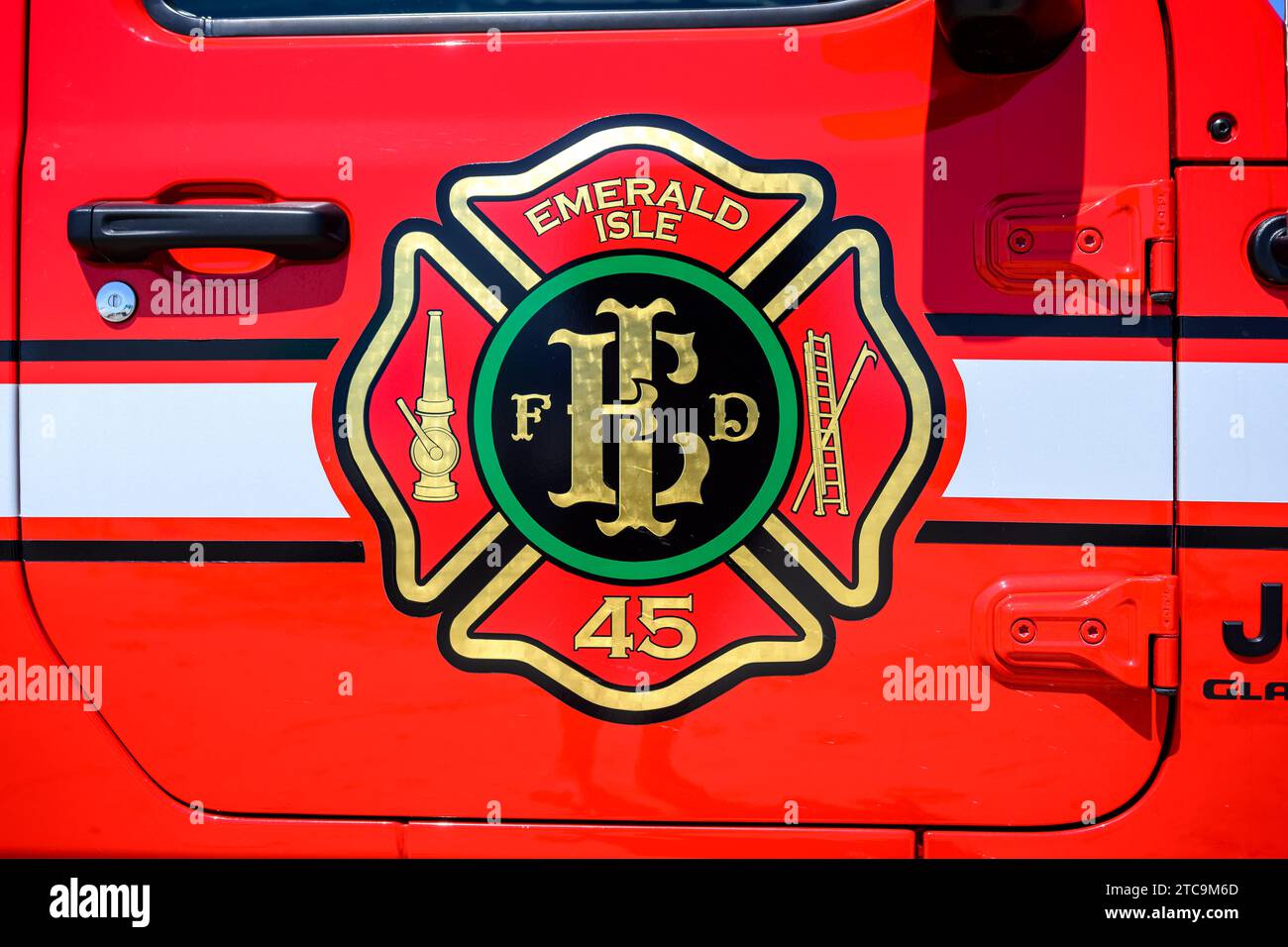 Emerald Isle Fire and rescue truck Logo Stock Photo - Alamy
