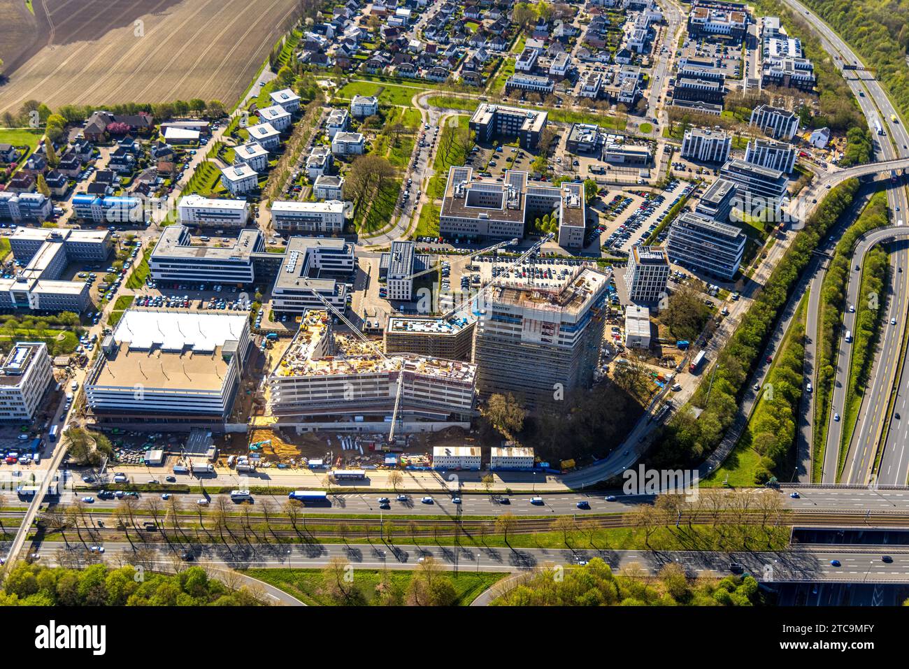 Aerial view, Stadtkrone-Ost construction site, new Continentale head ...