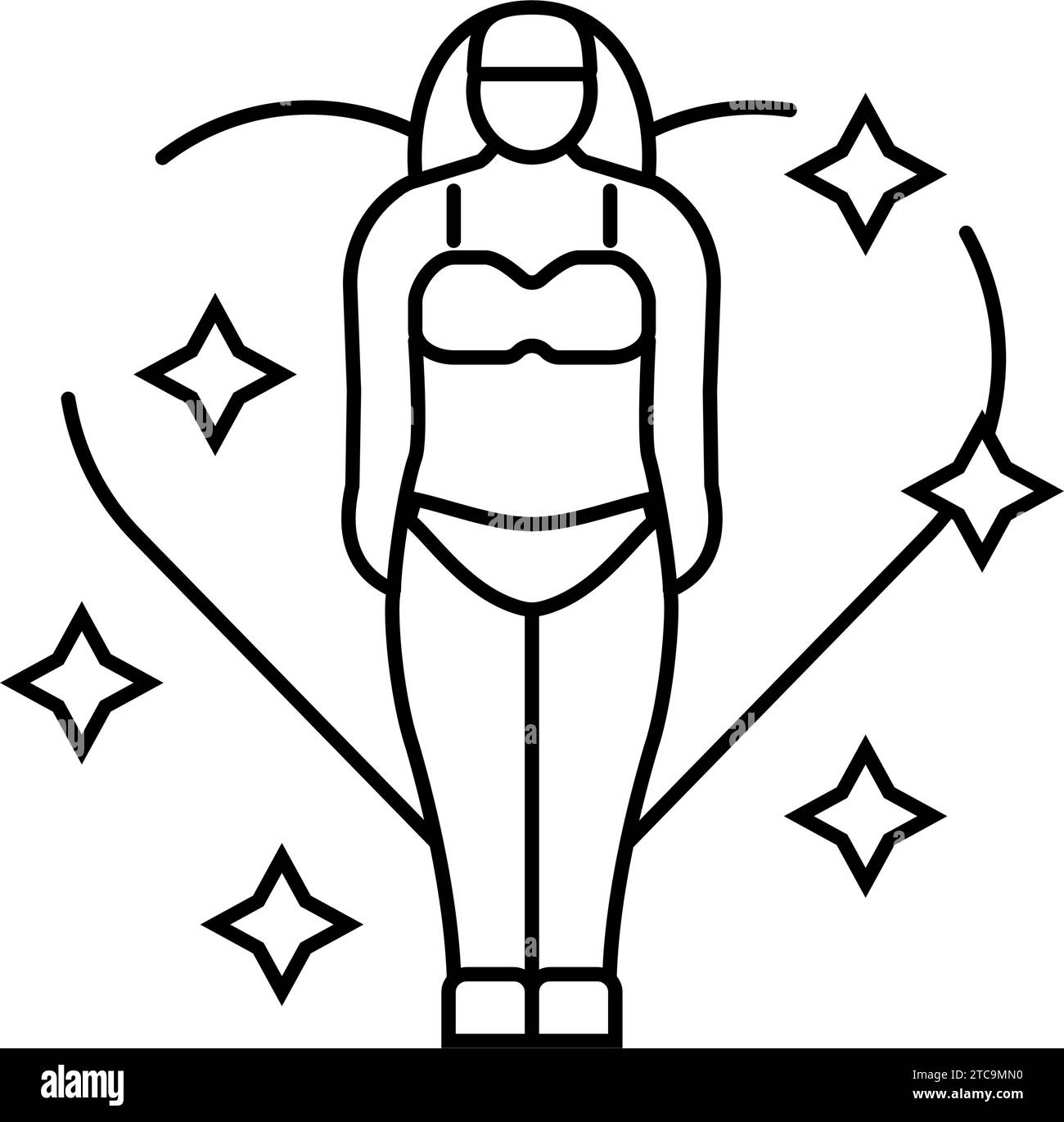 Body Positivity Feminism Woman Line Icon Vector Illustration Stock
