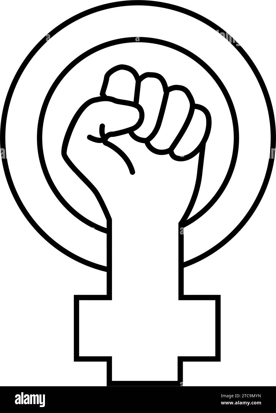 woman power fist feminism line icon vector illustration Stock Vector ...