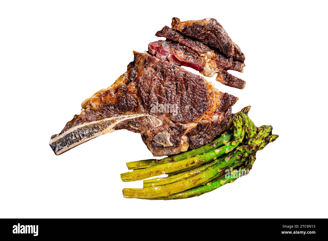 Sliced Grilled Cowboy or rib eye with bone beef steak, roasted ...