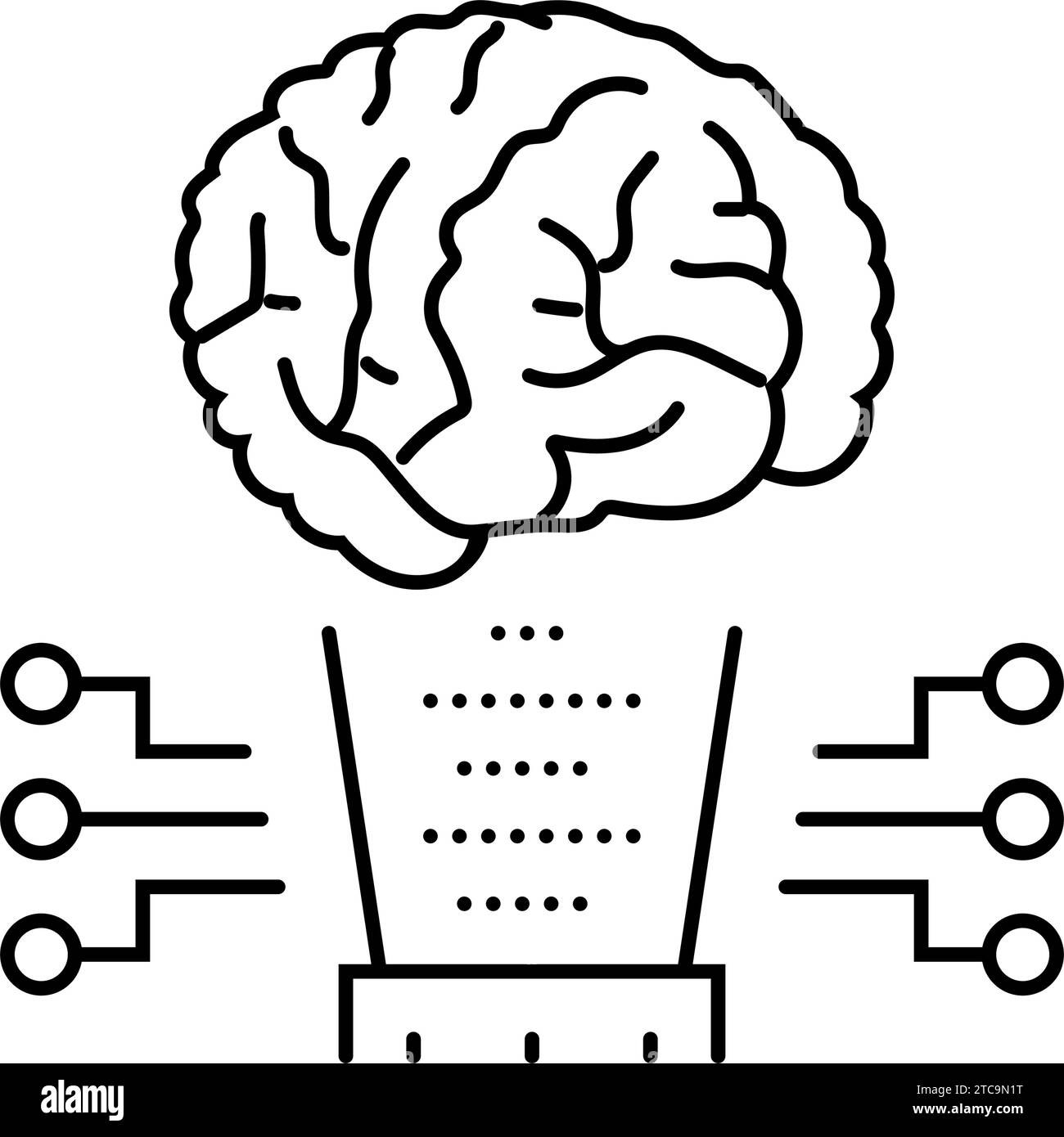 human brain simulation future technology line icon vector illustration ...