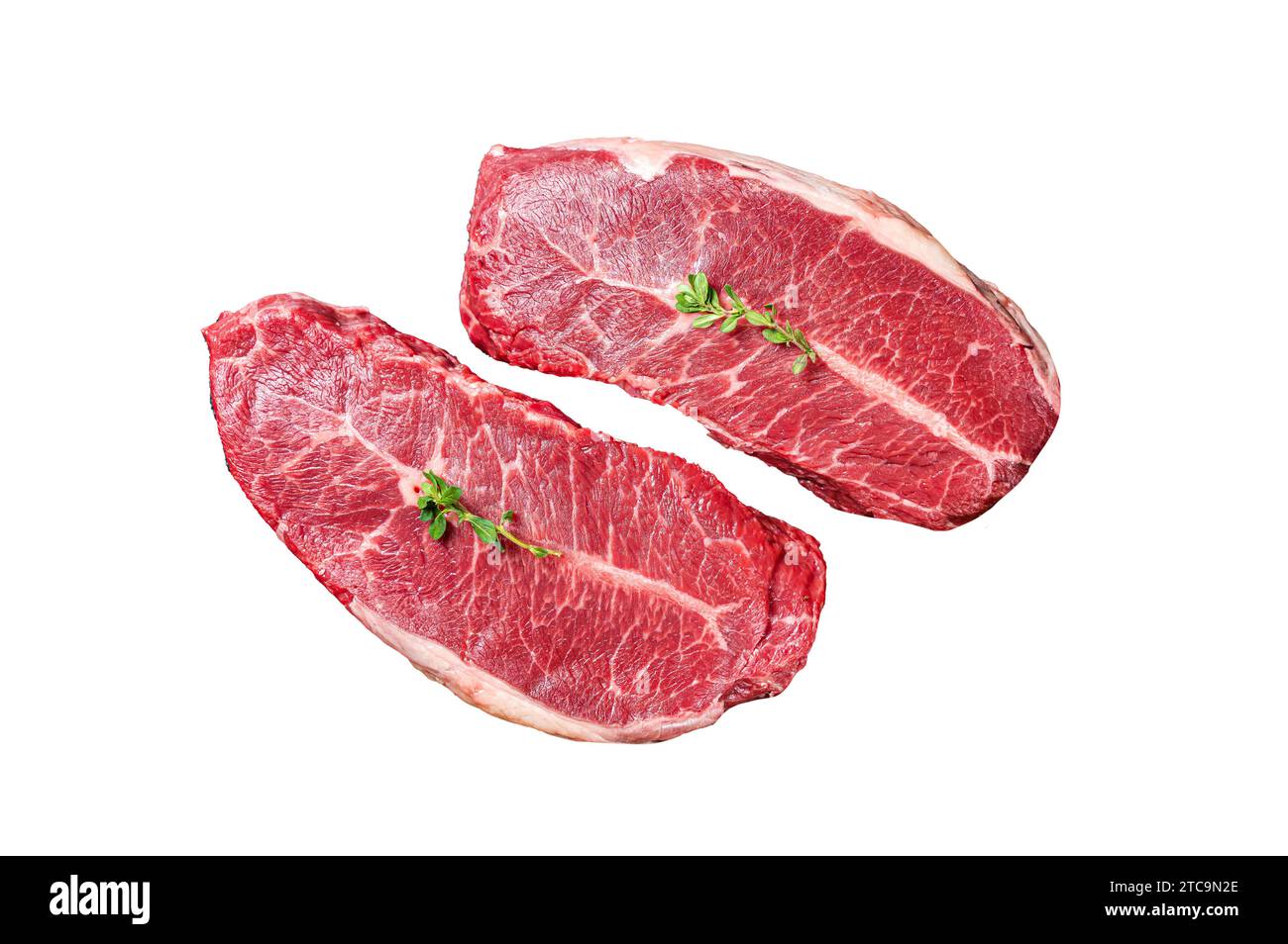 Raw wagyu oyster top blade steaks, organic beef meat. Isolated, white ...