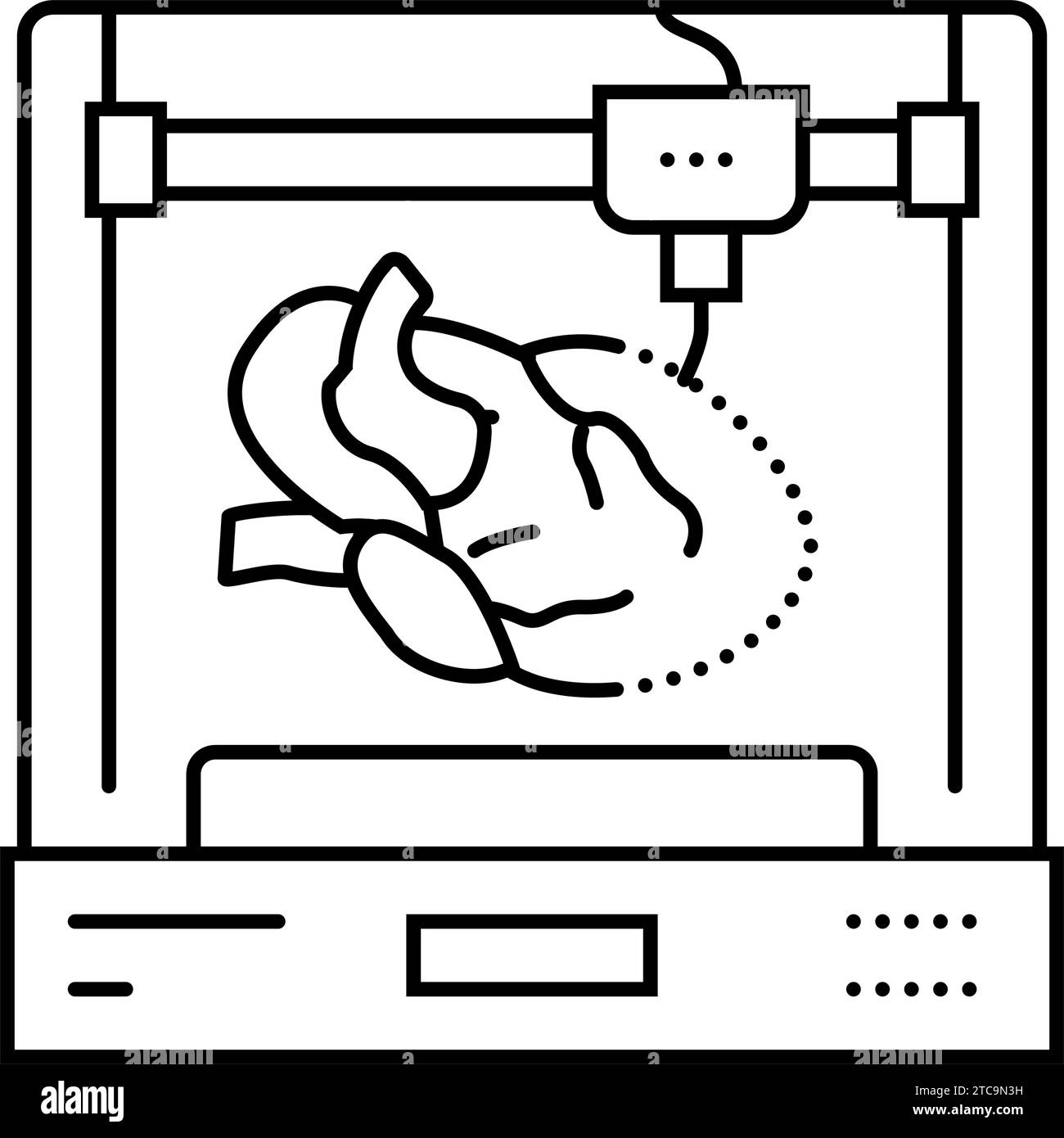 3d printed human organ future technology line icon vector illustration ...