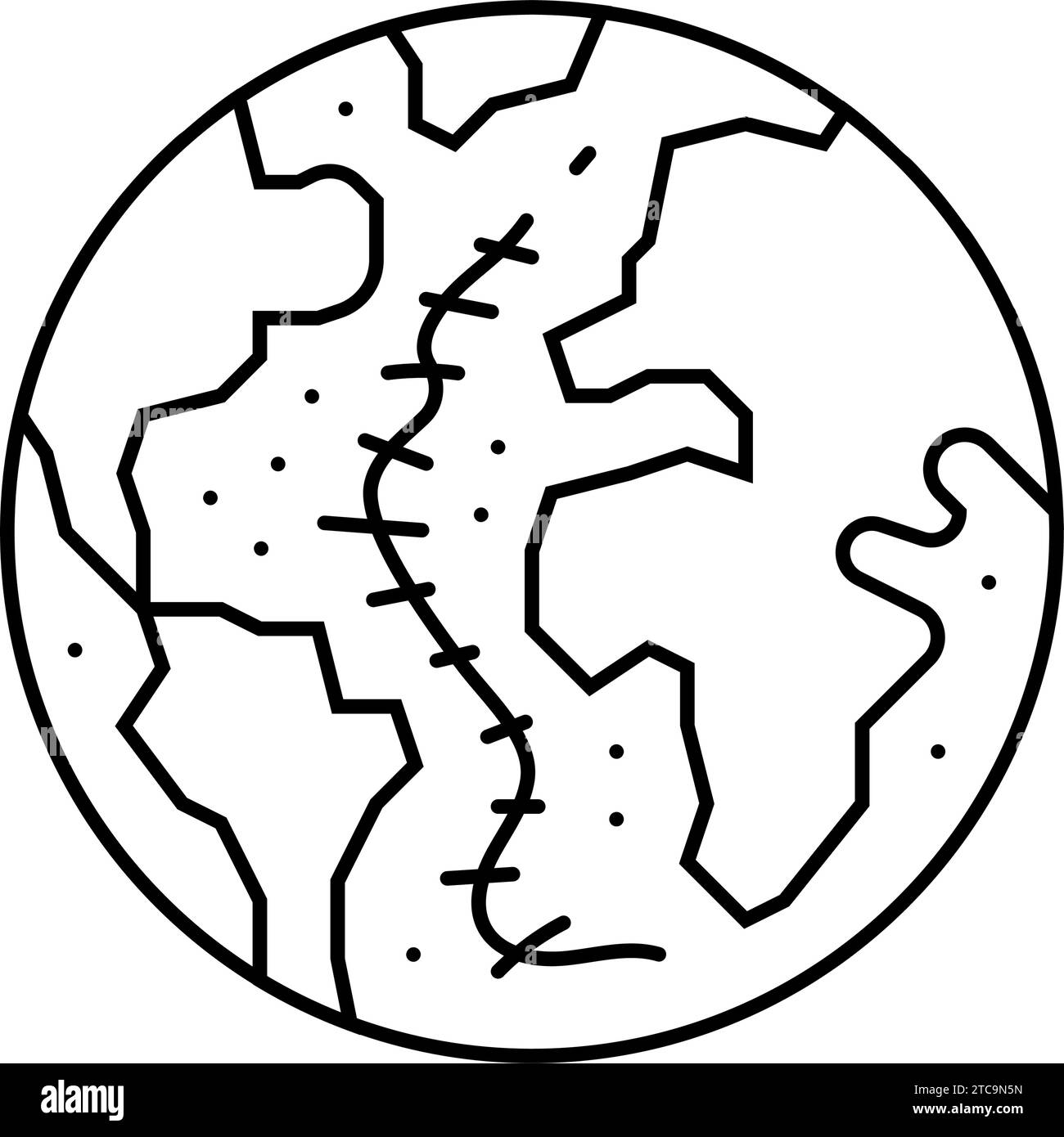 ocean floor mapped future technology line icon vector illustration ...