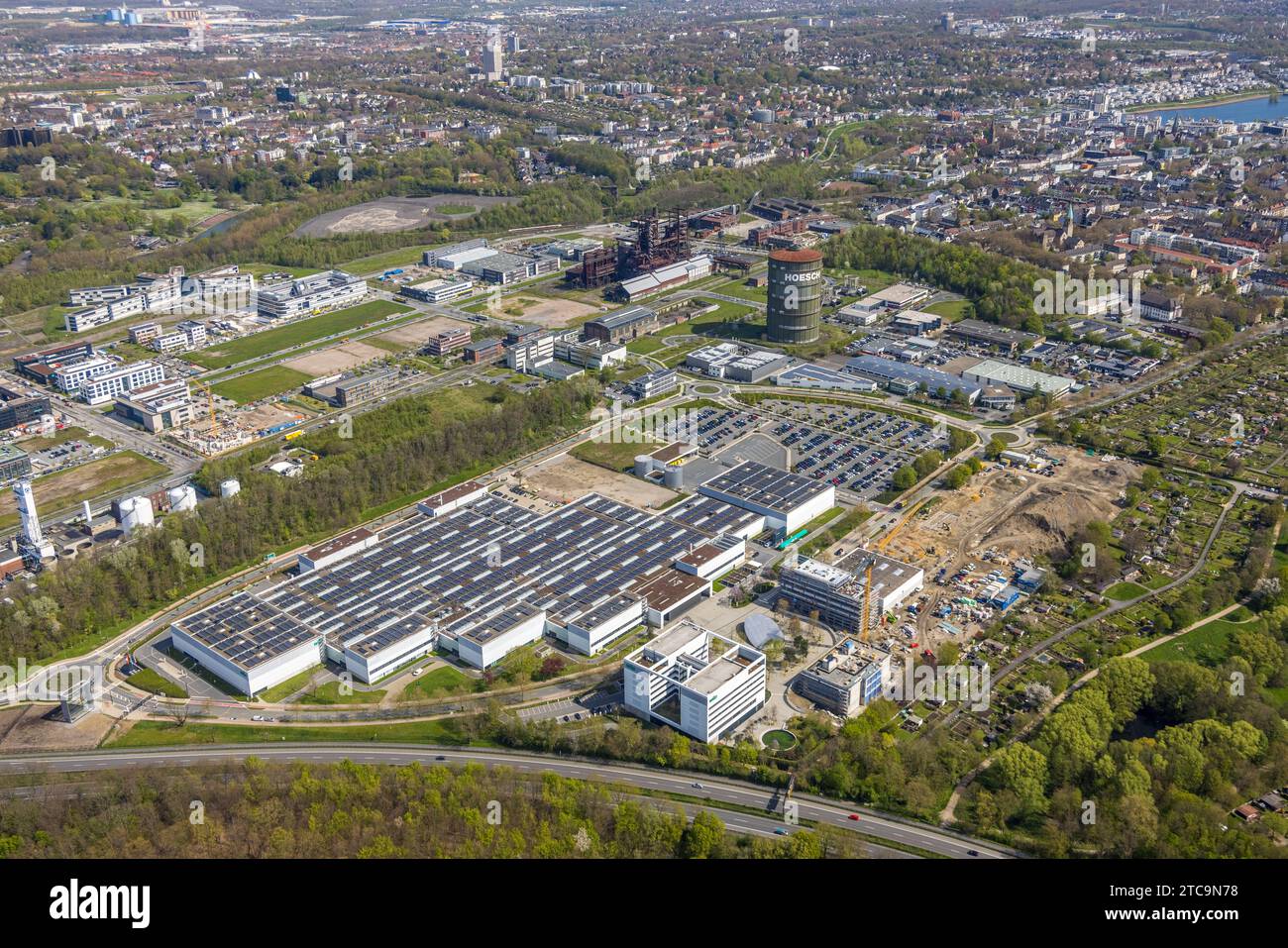 Aerial view, Wilo Park, Phoenix-West industrial estate, construction ...