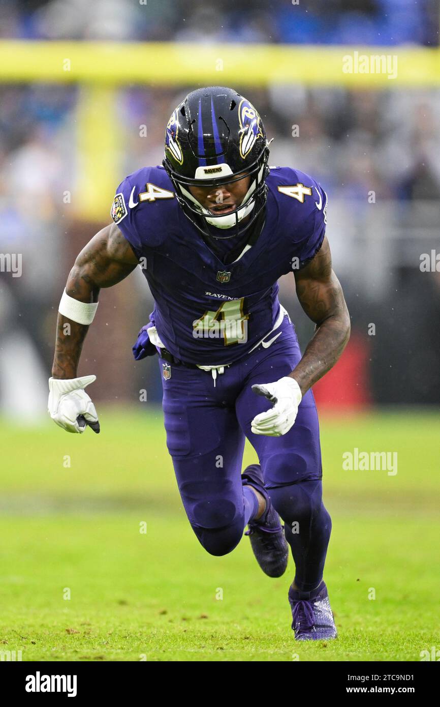Baltimore Ravens wide receiver Zay Flowers (4) in action during the ...