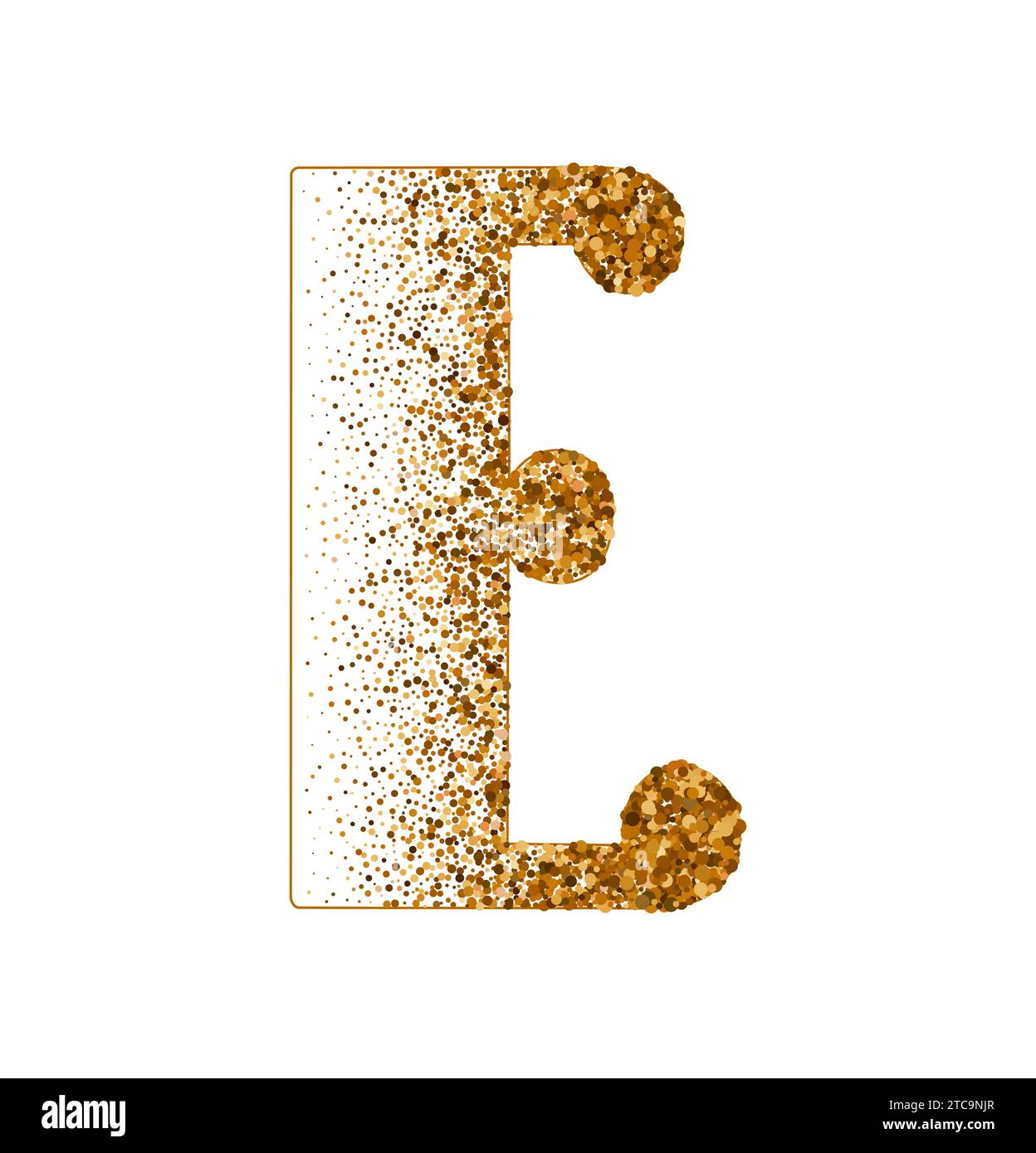 Letter E of Latin alphabet decorated with sand effect stipple texture ...