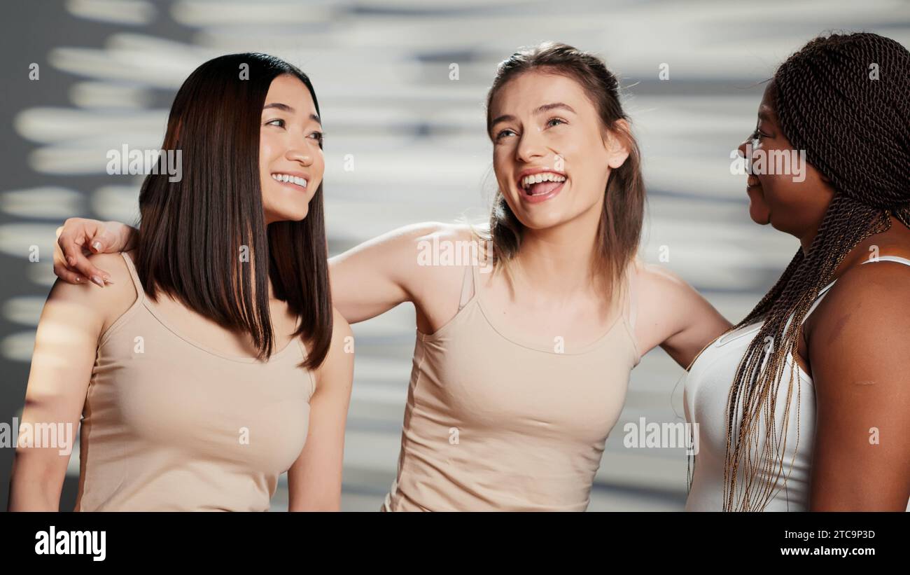 Interracial Group Of Girls Smiling For Body Acceptance Campaign