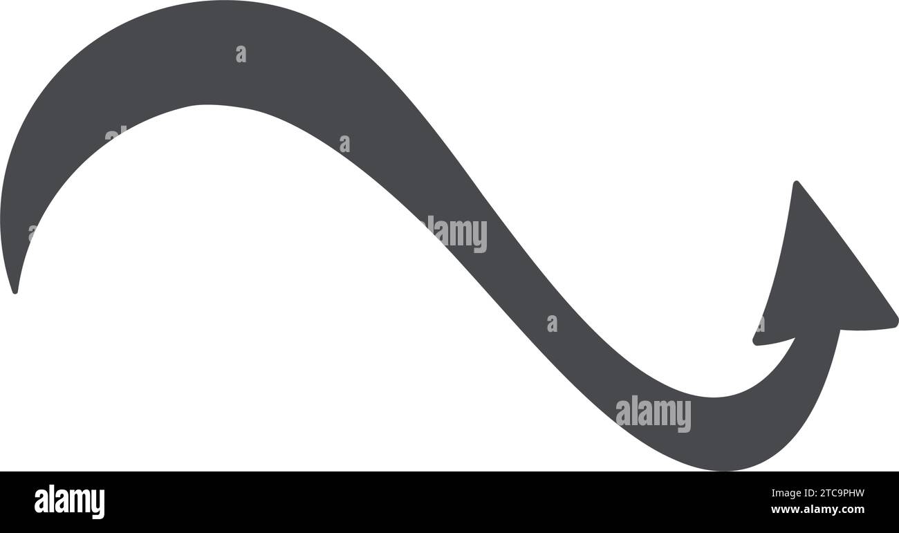Long wavy horizontal arrow. Black arrow to the right. Vector icon Stock ...