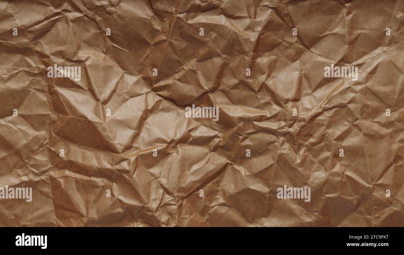 Crumpled and Textured Brown Paper with Many Folds, Wrinkled Color Paper ...