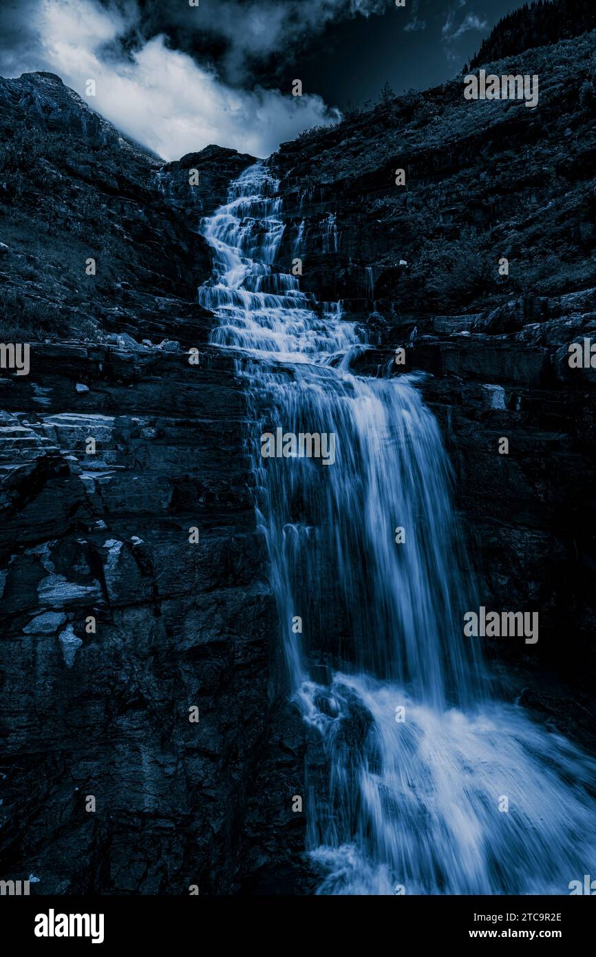 Waterfall glacier national park hi-res stock photography and images - Alamy