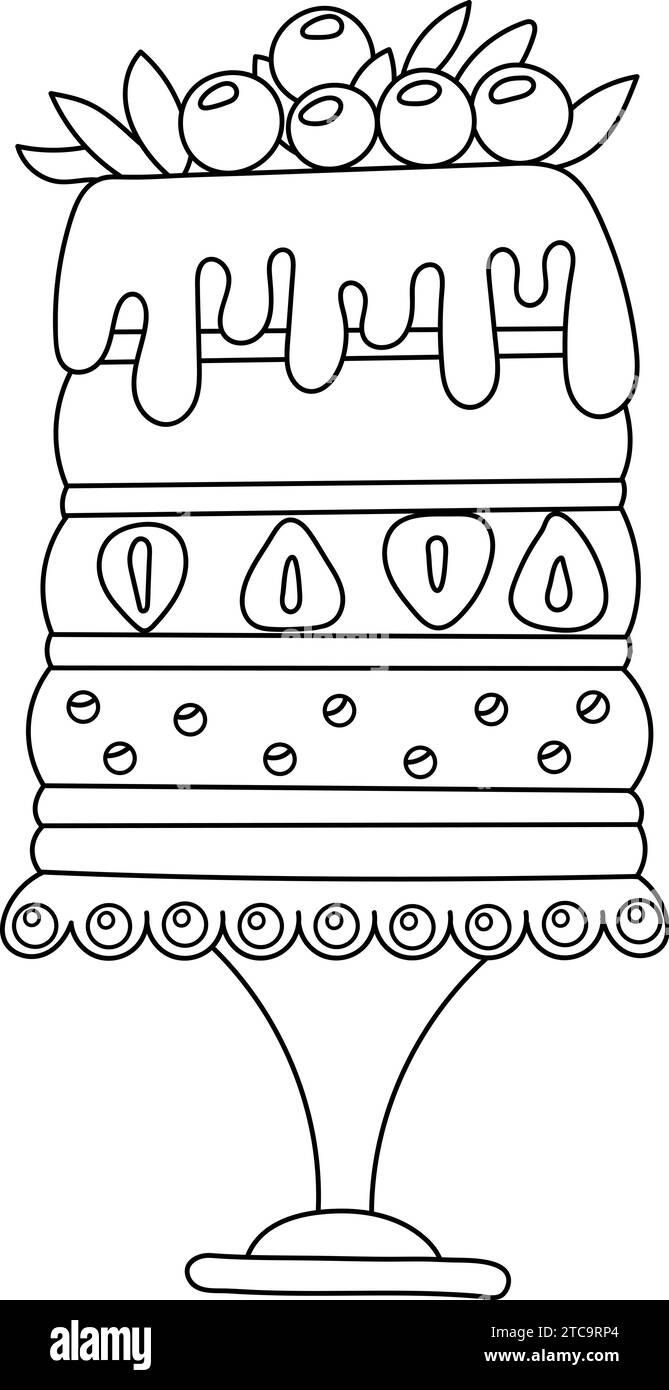 This Coloring Page For Kids Festive birthday cake is designed to boost ...