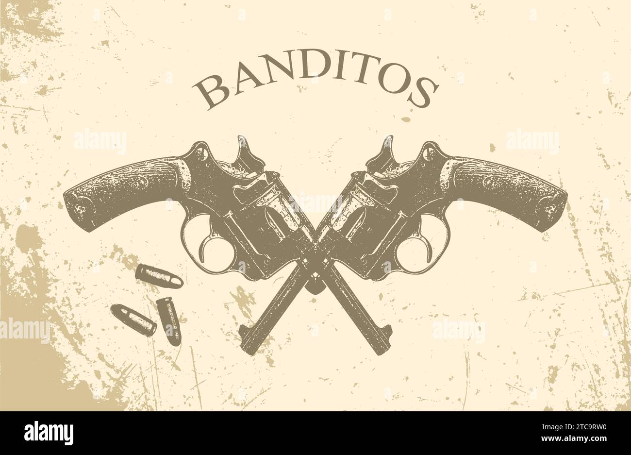 Crossed revolvers guns. Vintage style pistols emblem. Western poster ...