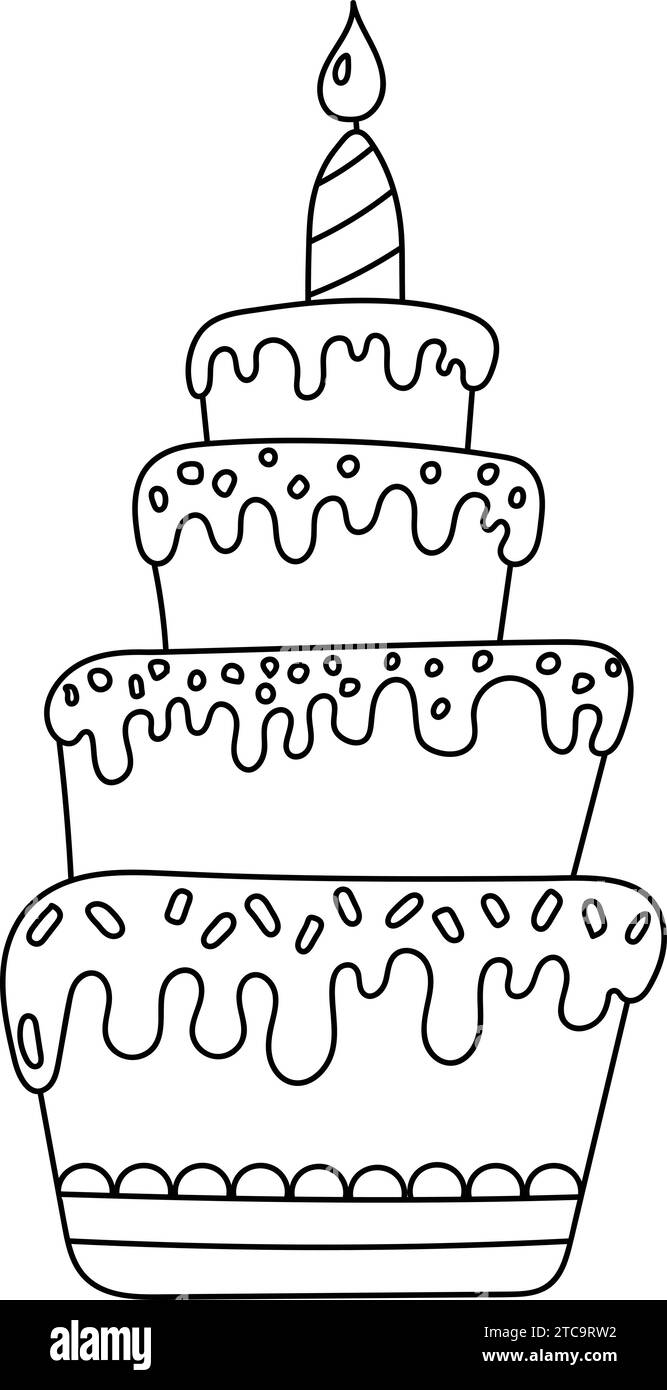 This Coloring Page For Kids Festive birthday cake is designed to boost ...