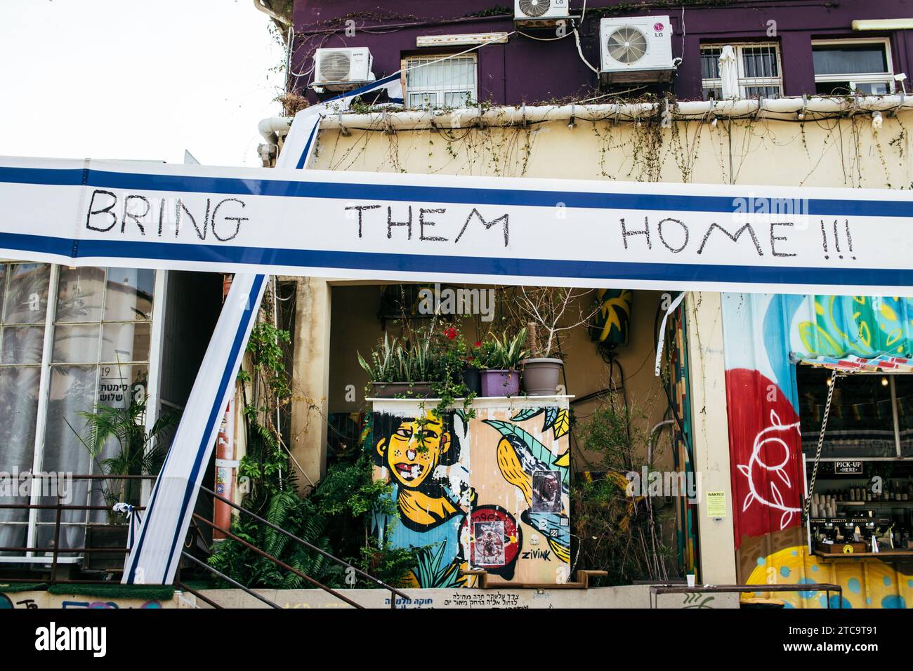 Tel Aviv, Israel - December 10, 2023 Posters of the face of the ...