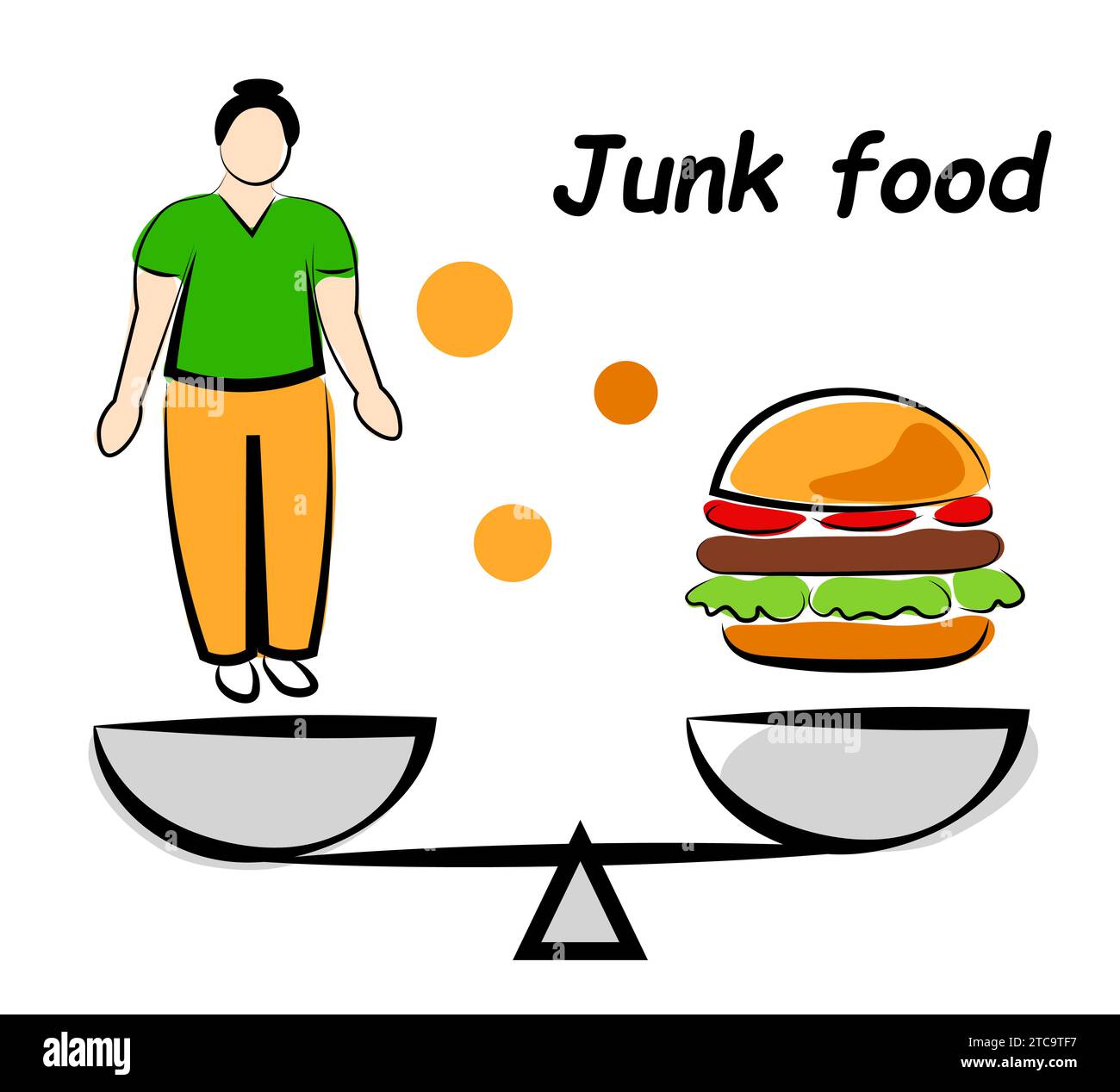 Obesity woman weight scales Stock Vector Images - Alamy