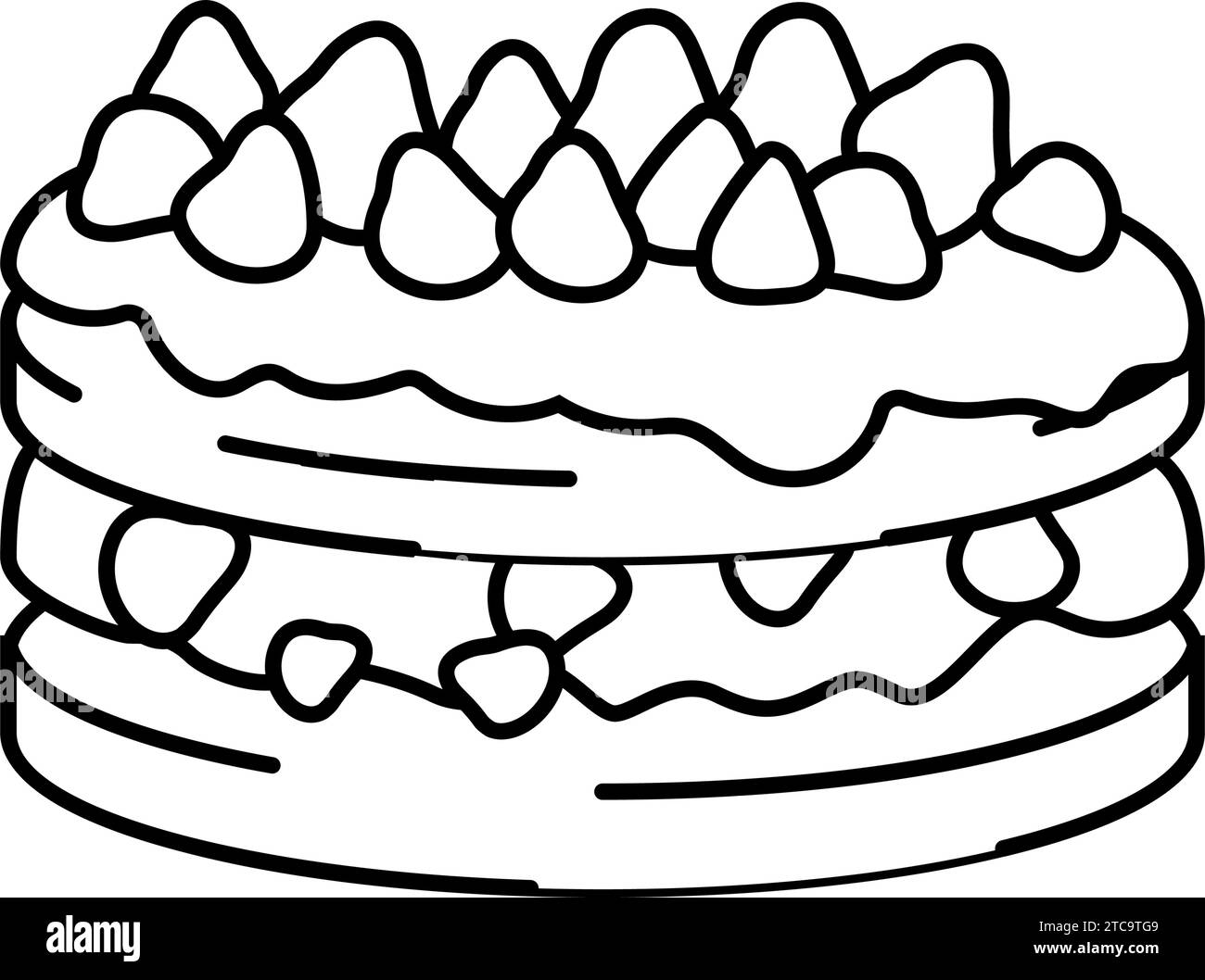 strawberry shortcake sweet food line icon vector illustration Stock ...