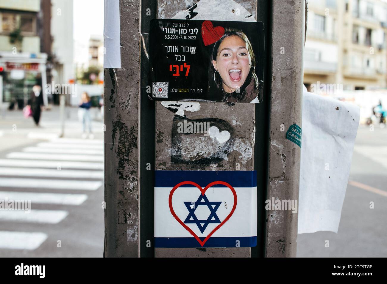 Tel Aviv, Israel - December 10, 2023 Posters of the face of the ...