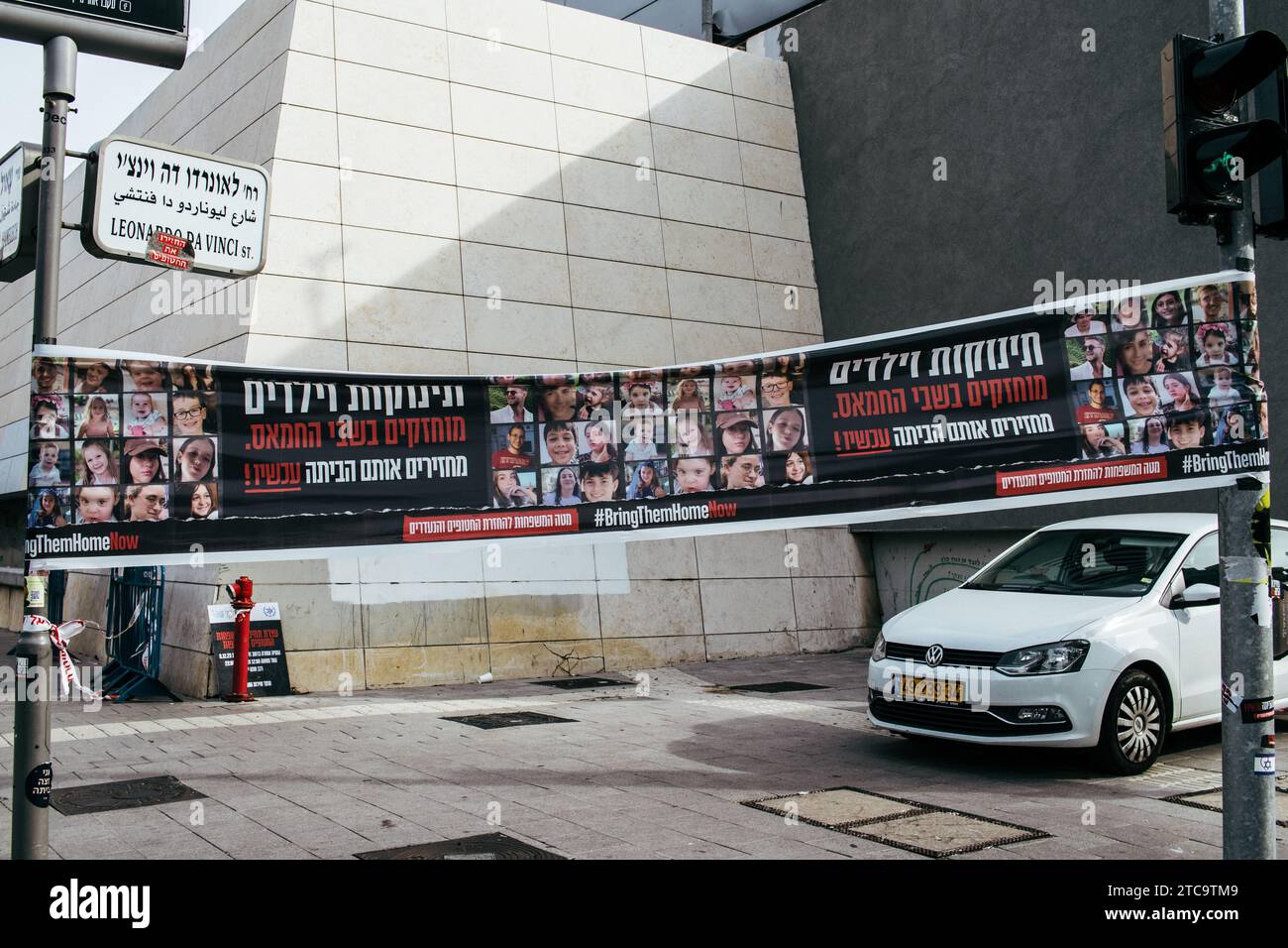 Tel Aviv, Israel - December 10, 2023 Posters of the face of the ...