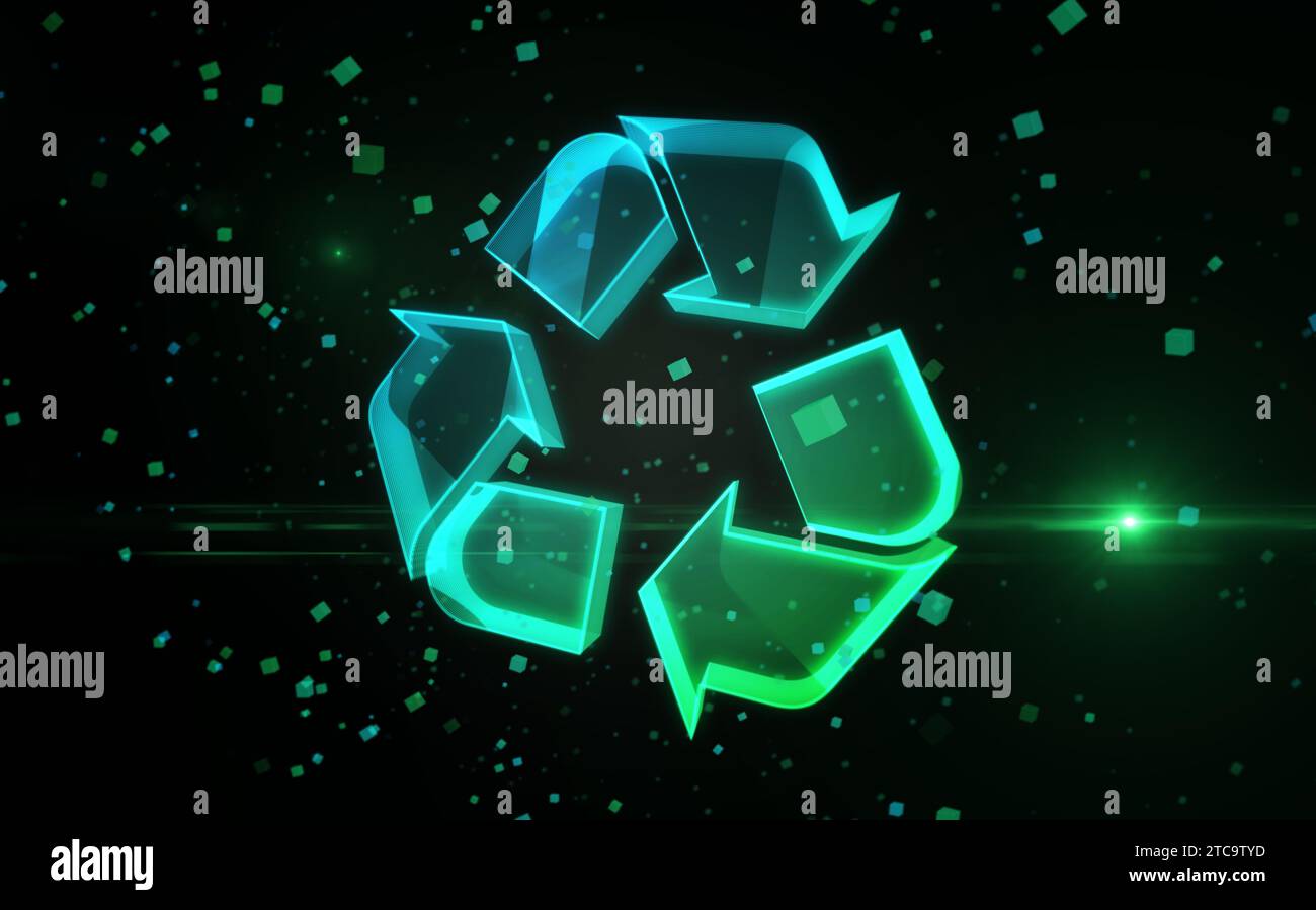 Recycling ecology and eco friendly symbol digital abstract concept ...