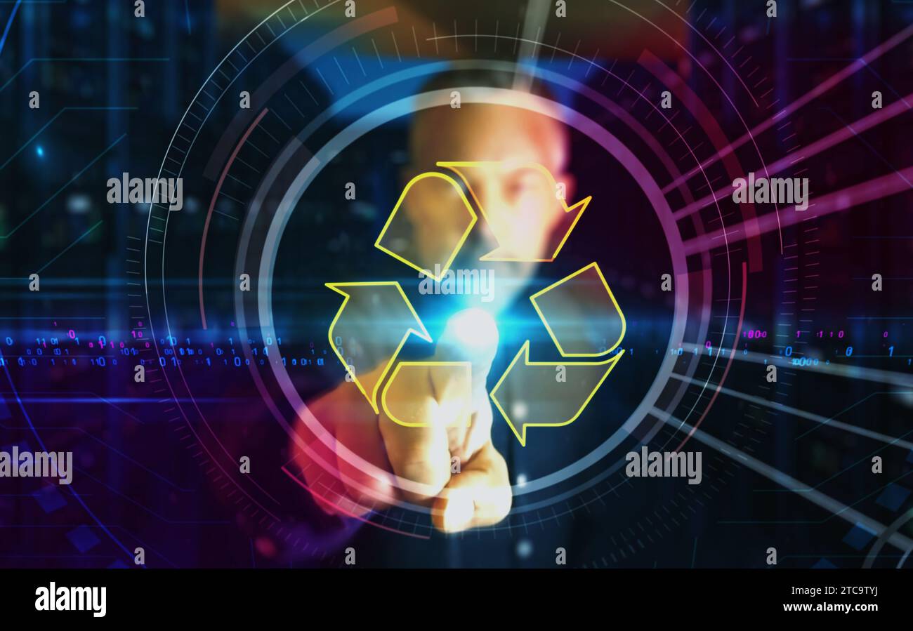 Recycling ecology and eco friendly symbol digital concept. Network ...
