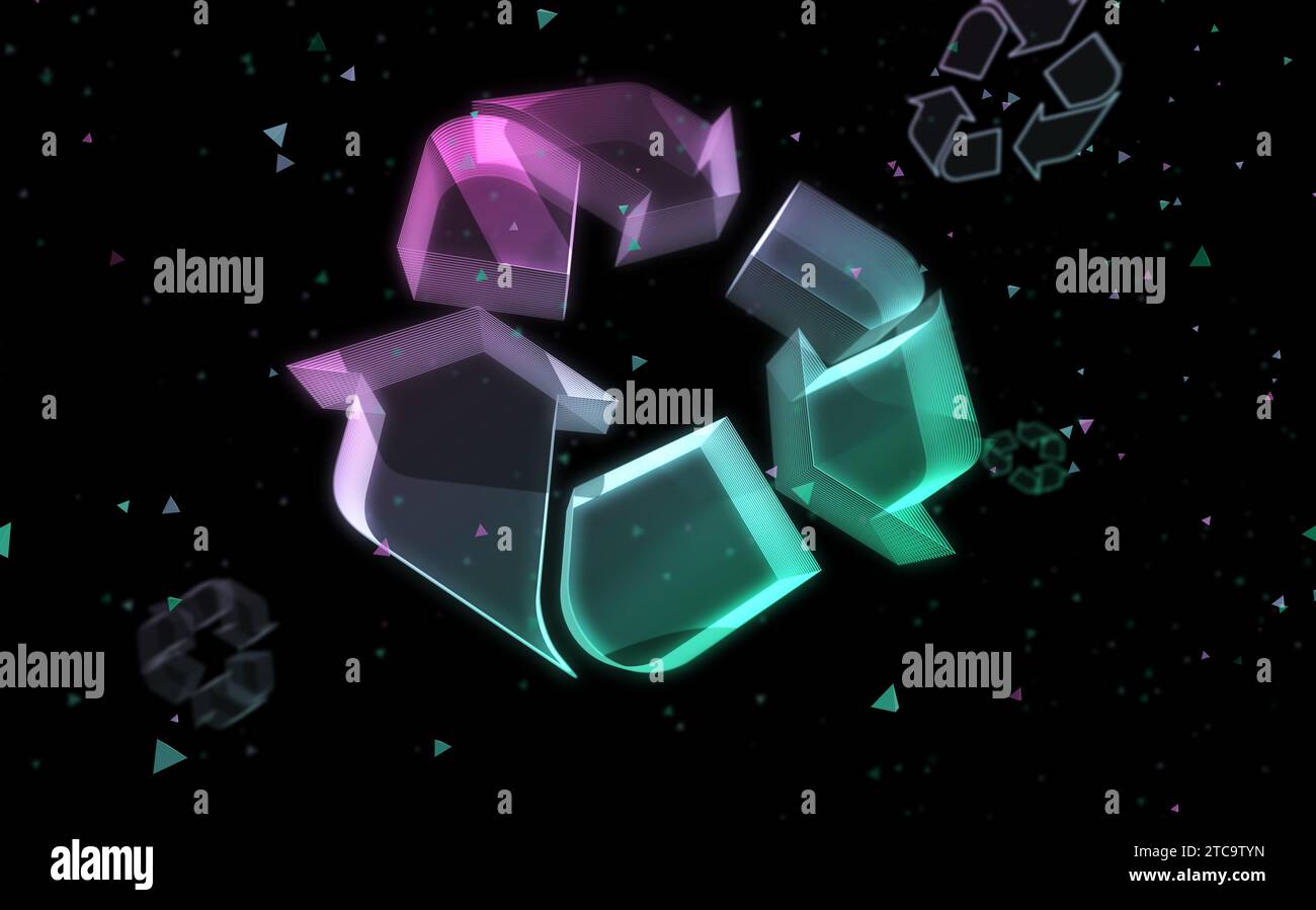 Recycling ecology and eco friendly symbol digital abstract concept ...