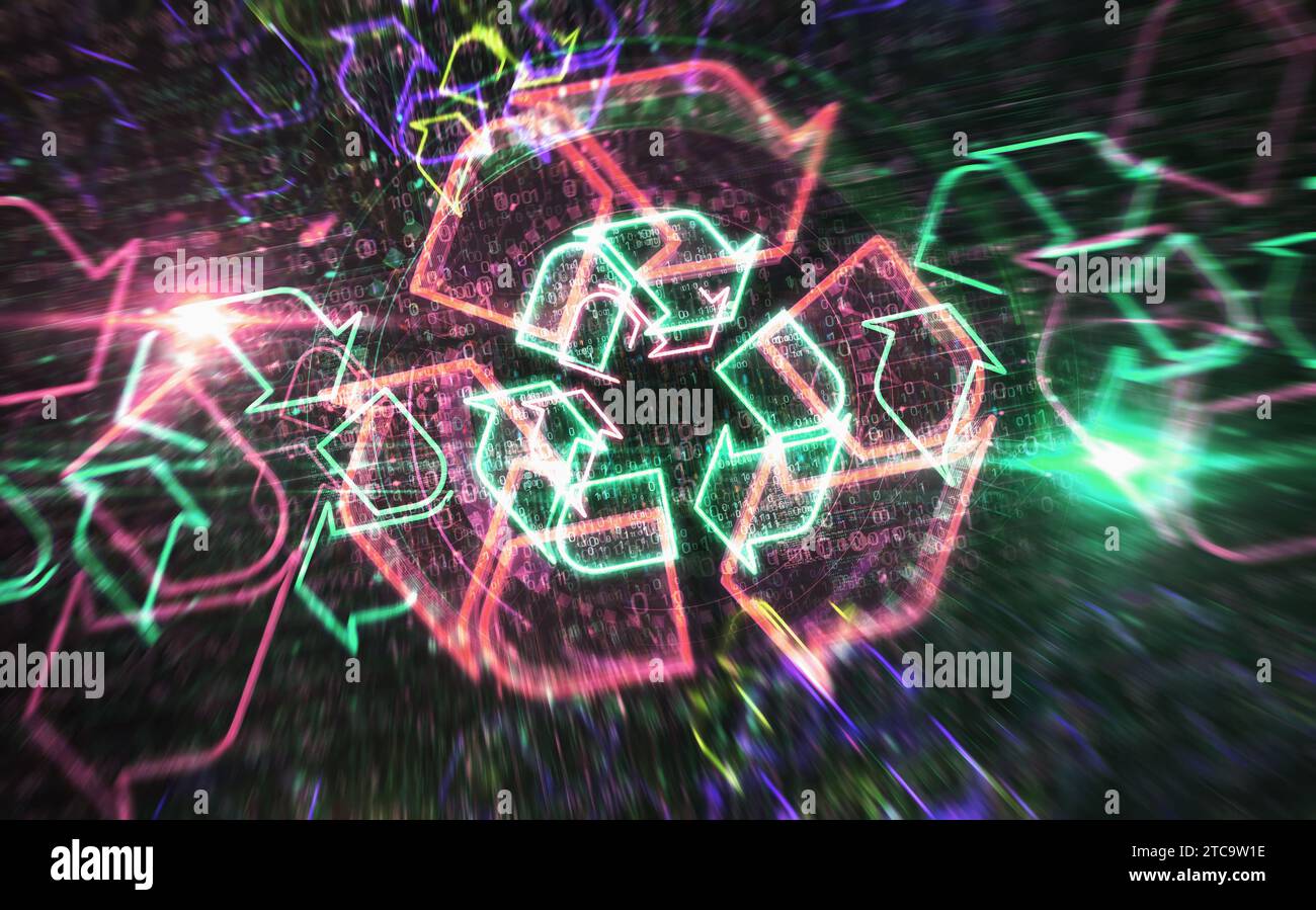 Recycling ecology and eco friendly symbol digital concept. Network ...