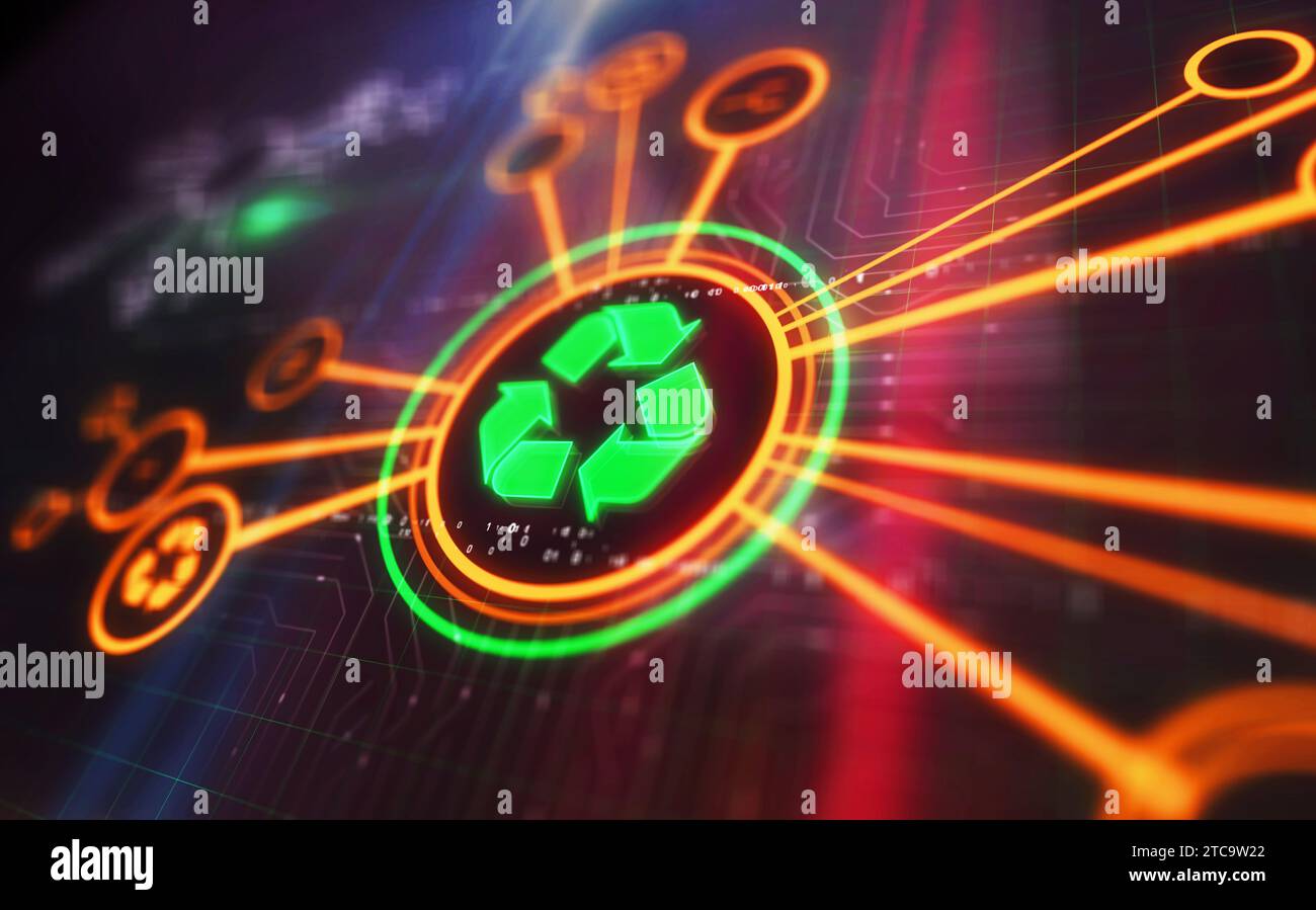 Recycling ecology and eco friendly symbol digital concept. Network ...