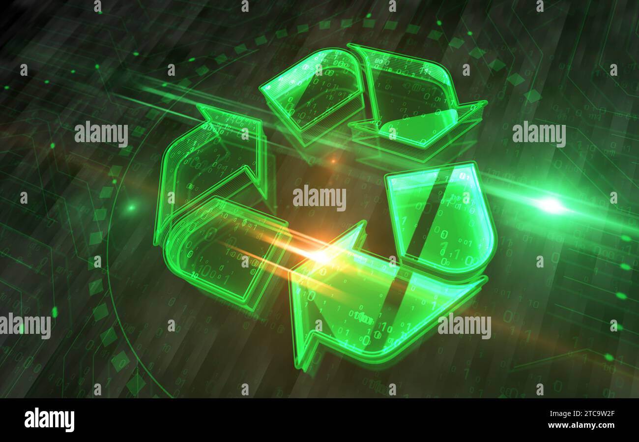 Recycling ecology and eco friendly symbol digital concept. Network ...