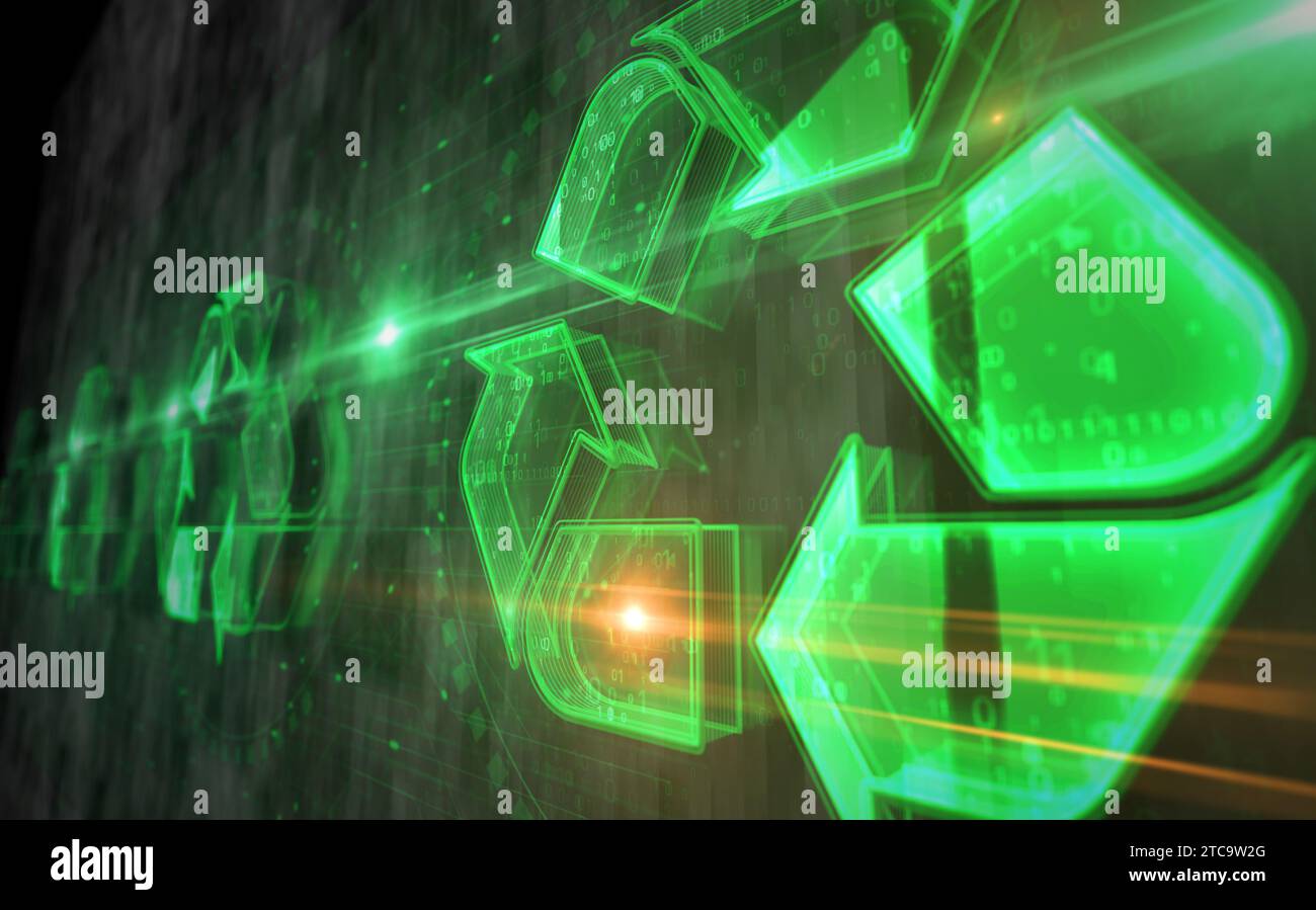 Recycling ecology and eco friendly symbol digital concept. Network ...