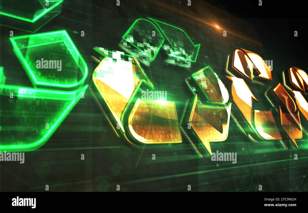 Recycling ecology and eco friendly symbol digital concept. Network ...