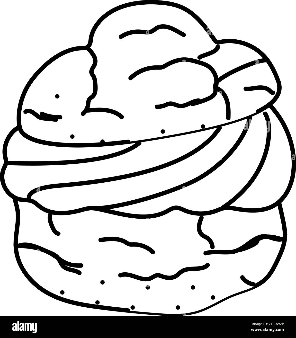 vanilla cream puff food snack line icon vector illustration Stock ...