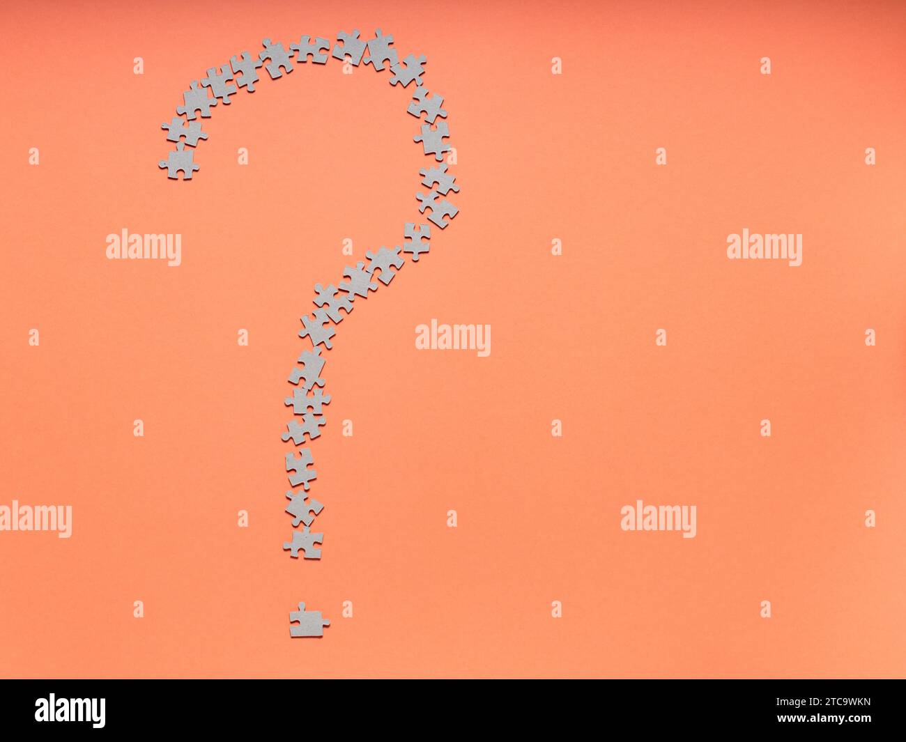 Question Mark Made of Puzzle Pieces on an Orange Background, Concept of Curiosity and Riddles ...