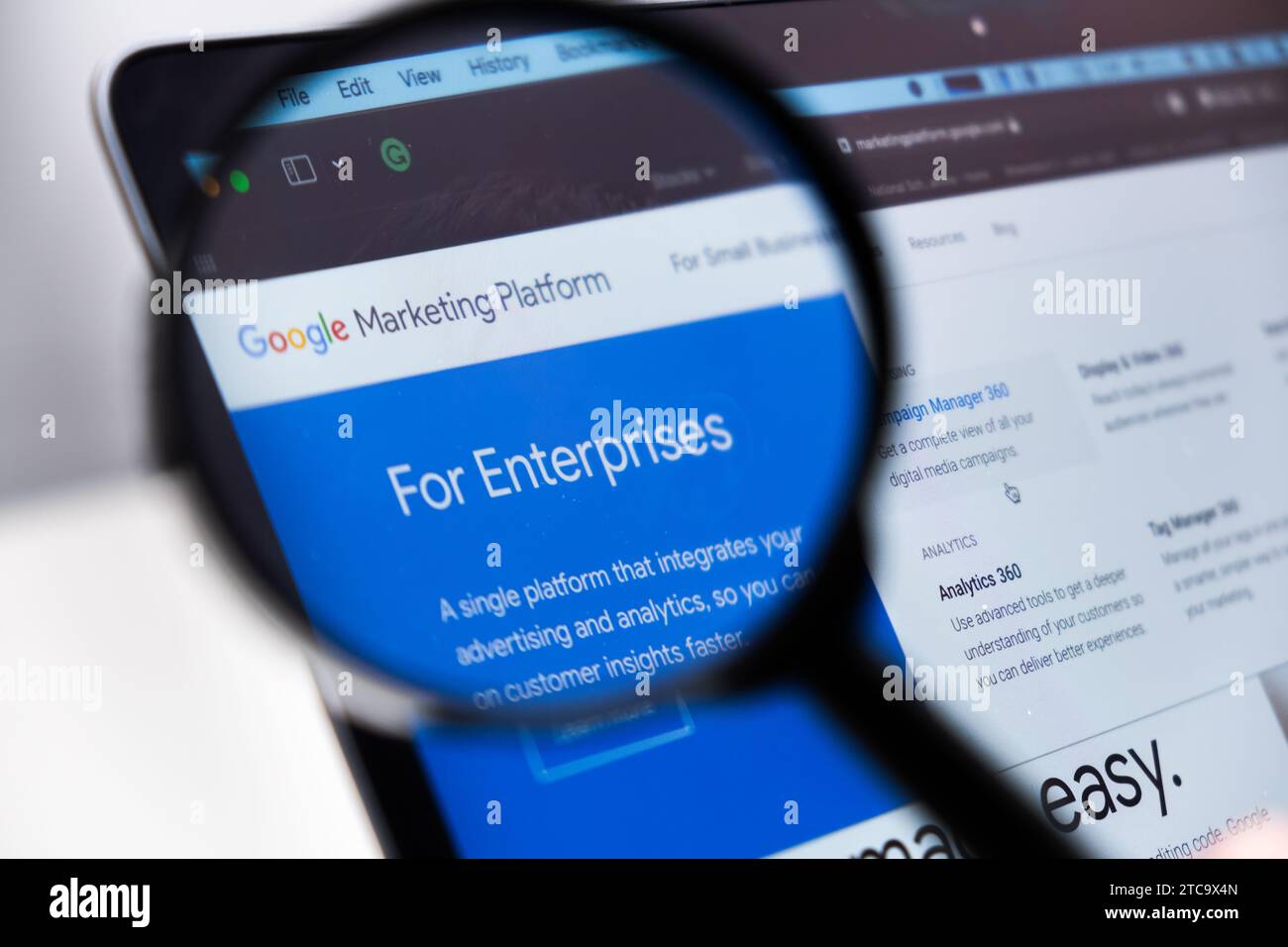 Google Marketing Platform logo on the screen of laptop through ...