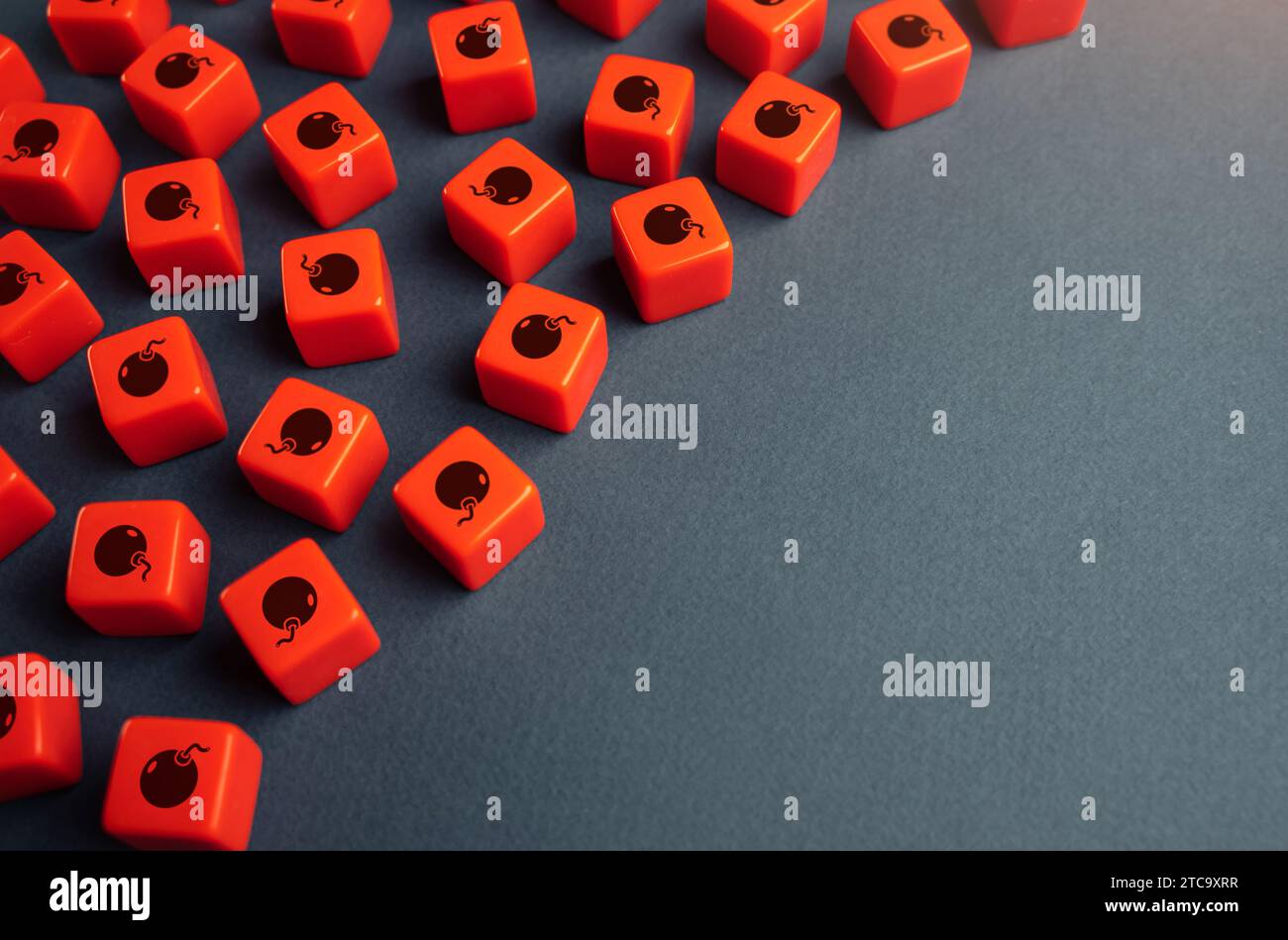 The horizon is dangerous. Blocks with bombs and space for text. Threats ...