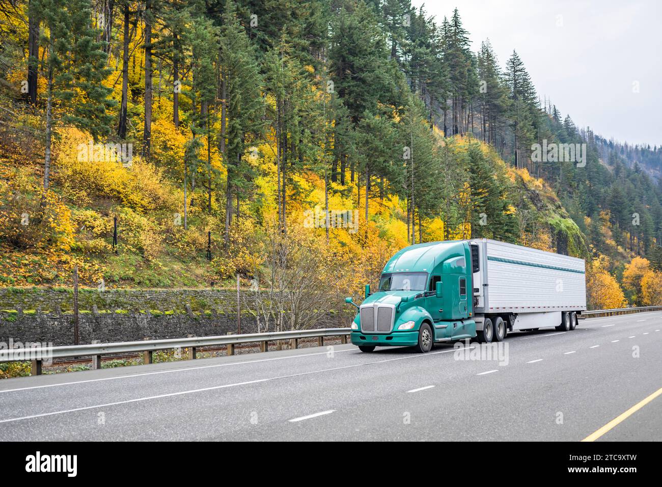 Classic carrier big rig gray semi truck with extended cab for truck ...