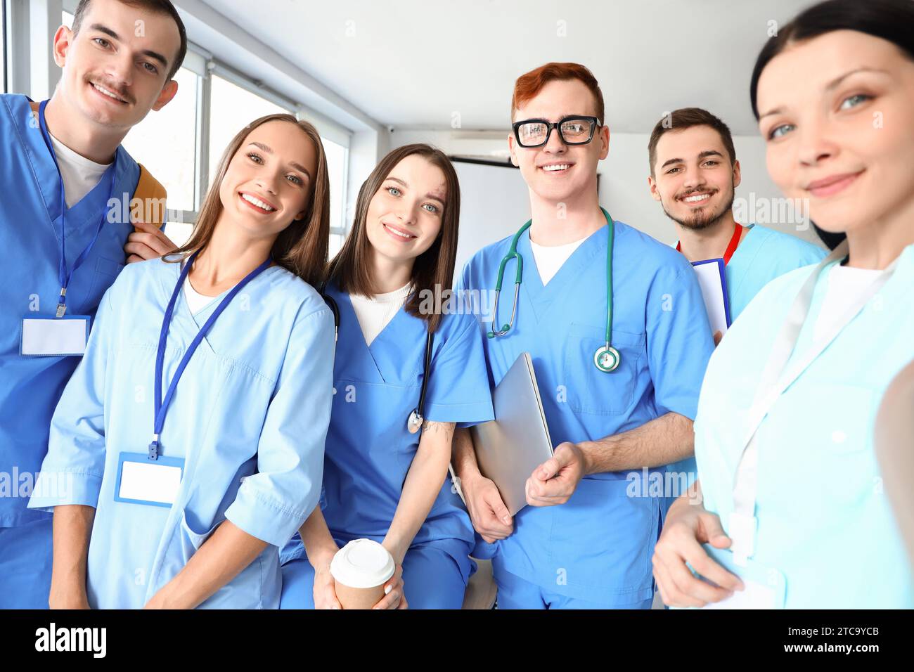 Group of medical students taking selfie at university Stock Photo - Alamy