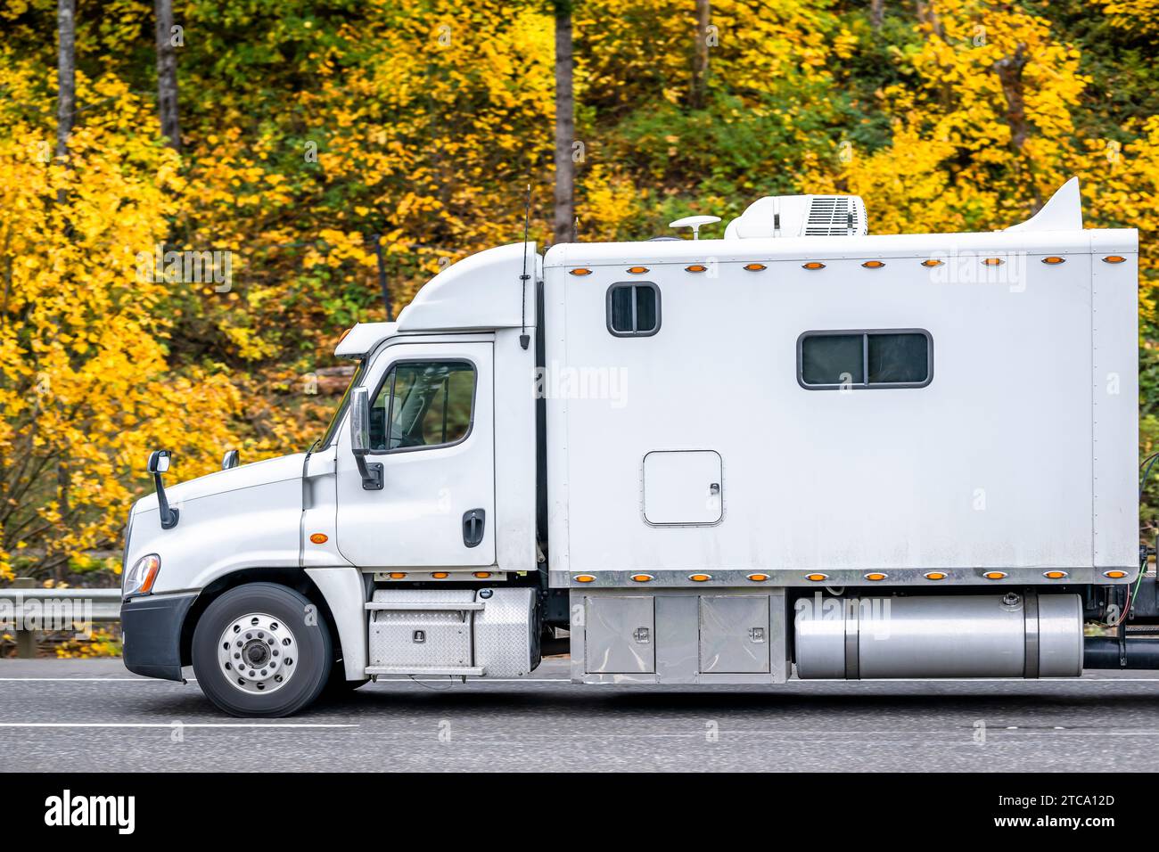 Bonnet big rig white semi truck tractor with long extended cab for ...