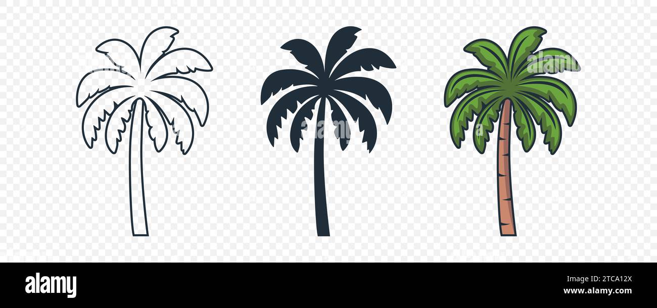 Vector Palm Trees, Palm Tree Icon Set Isolated. Design Template for ...