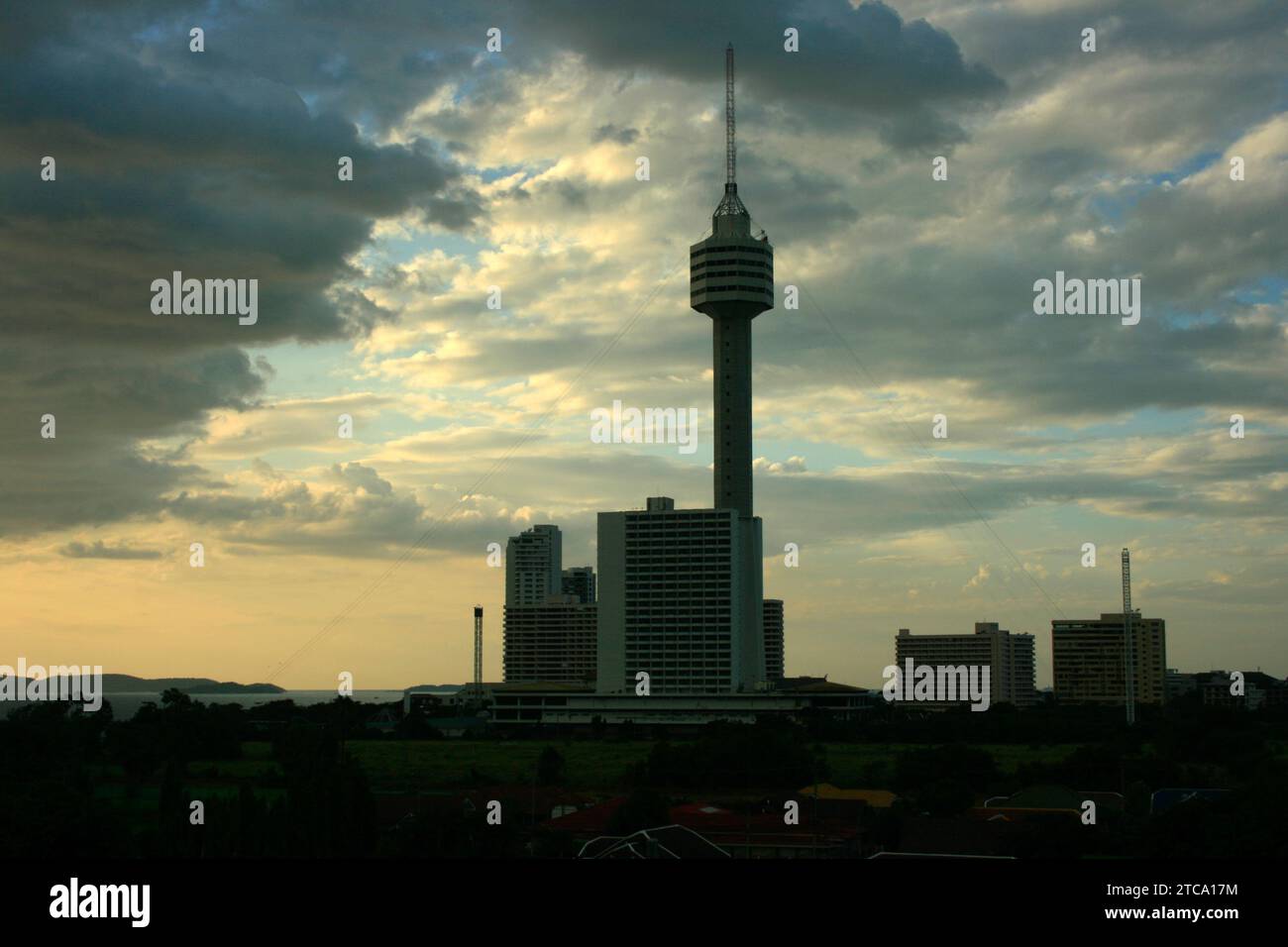 Pattaya Park Tower in Jomtien during the sunset. The Pattaya Park Tower ...