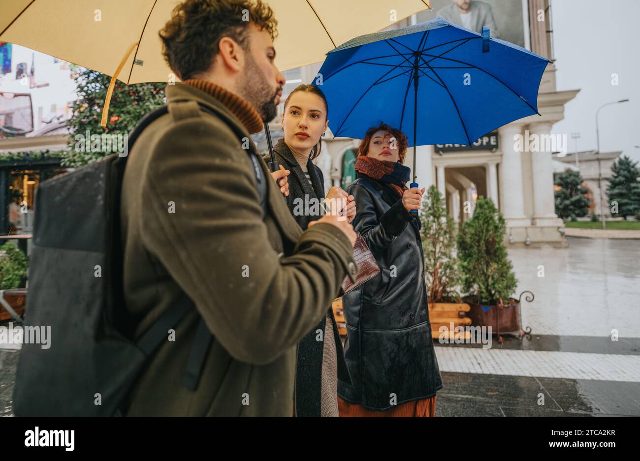 Productive outdoor meeting in the city, focusing on sales strategy ...