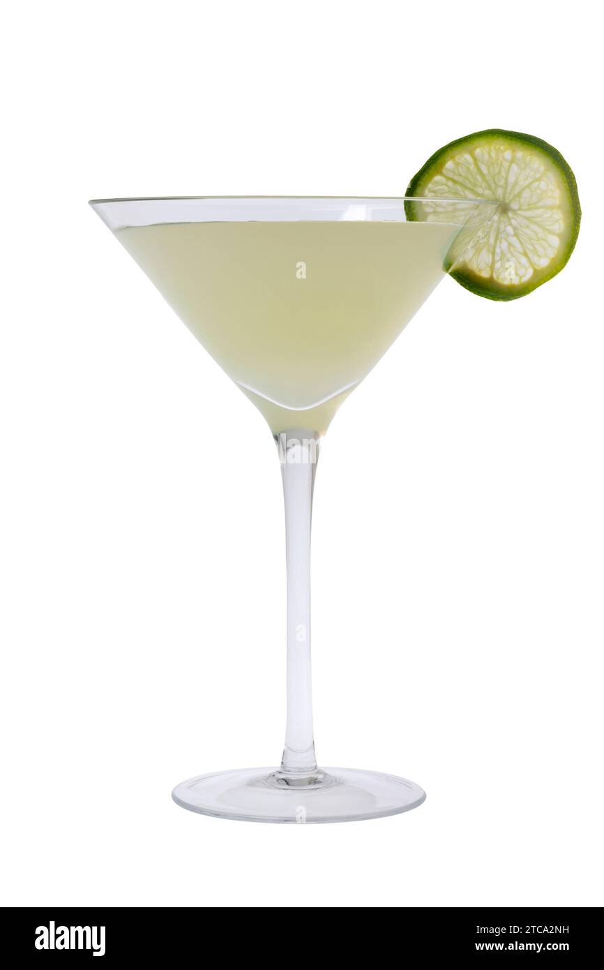 Gimlit mixed drink with lime slice on a white background Stock Photo ...