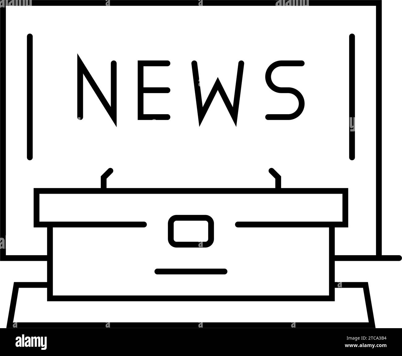 news anchor desk media line icon vector illustration Stock Vector Image ...