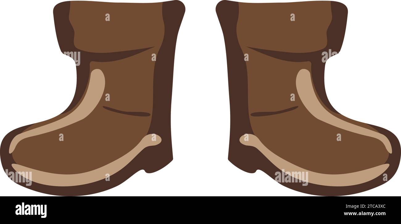 Isolated cartoon brown Santa Claus boots. Warm shoes for the cold ...