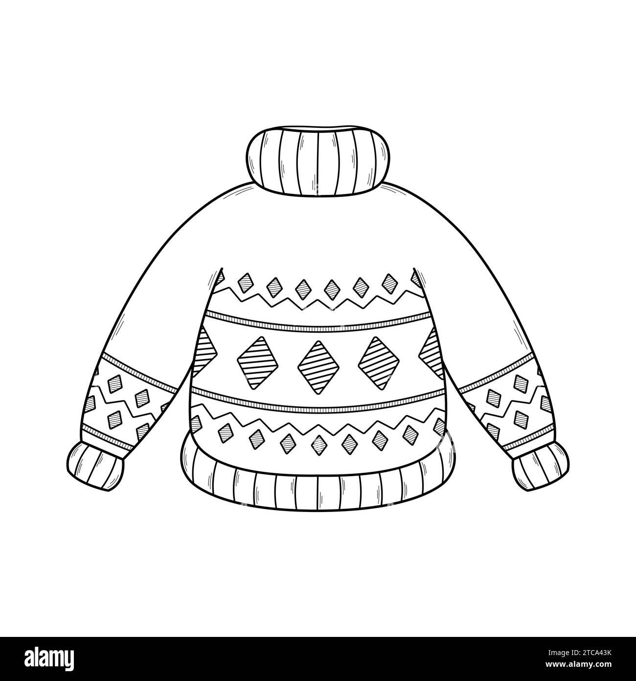 Hand drawn warm, cozy knitted sweater. Icon in doodle sketch style ...