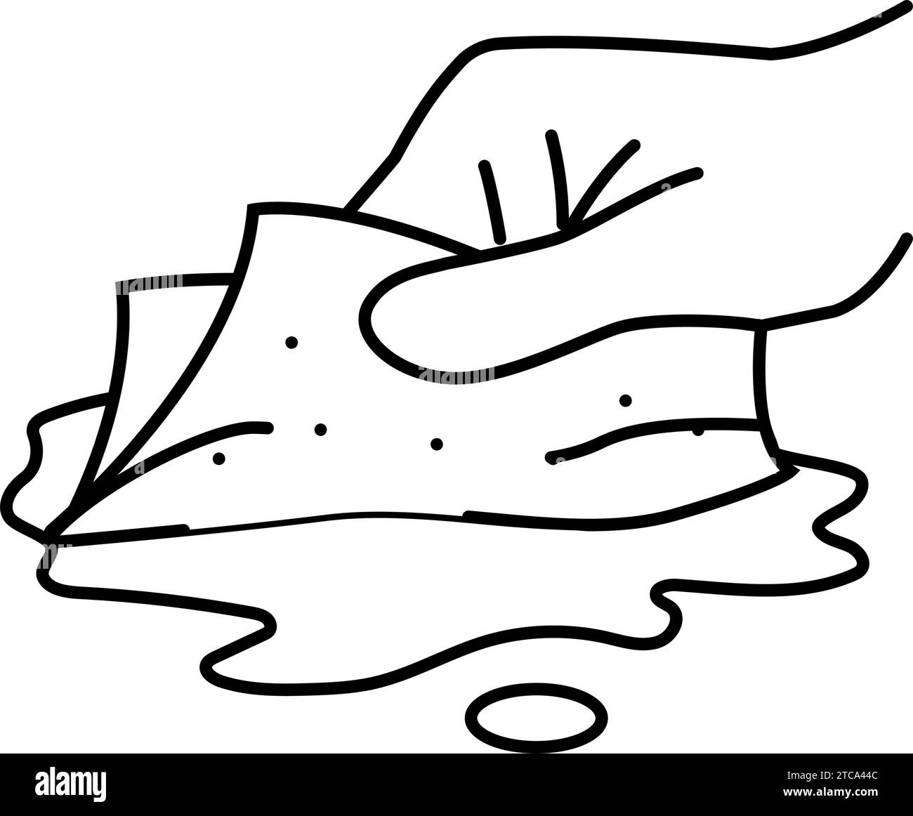 soaking spills with paper towel line icon vector illustration Stock ...
